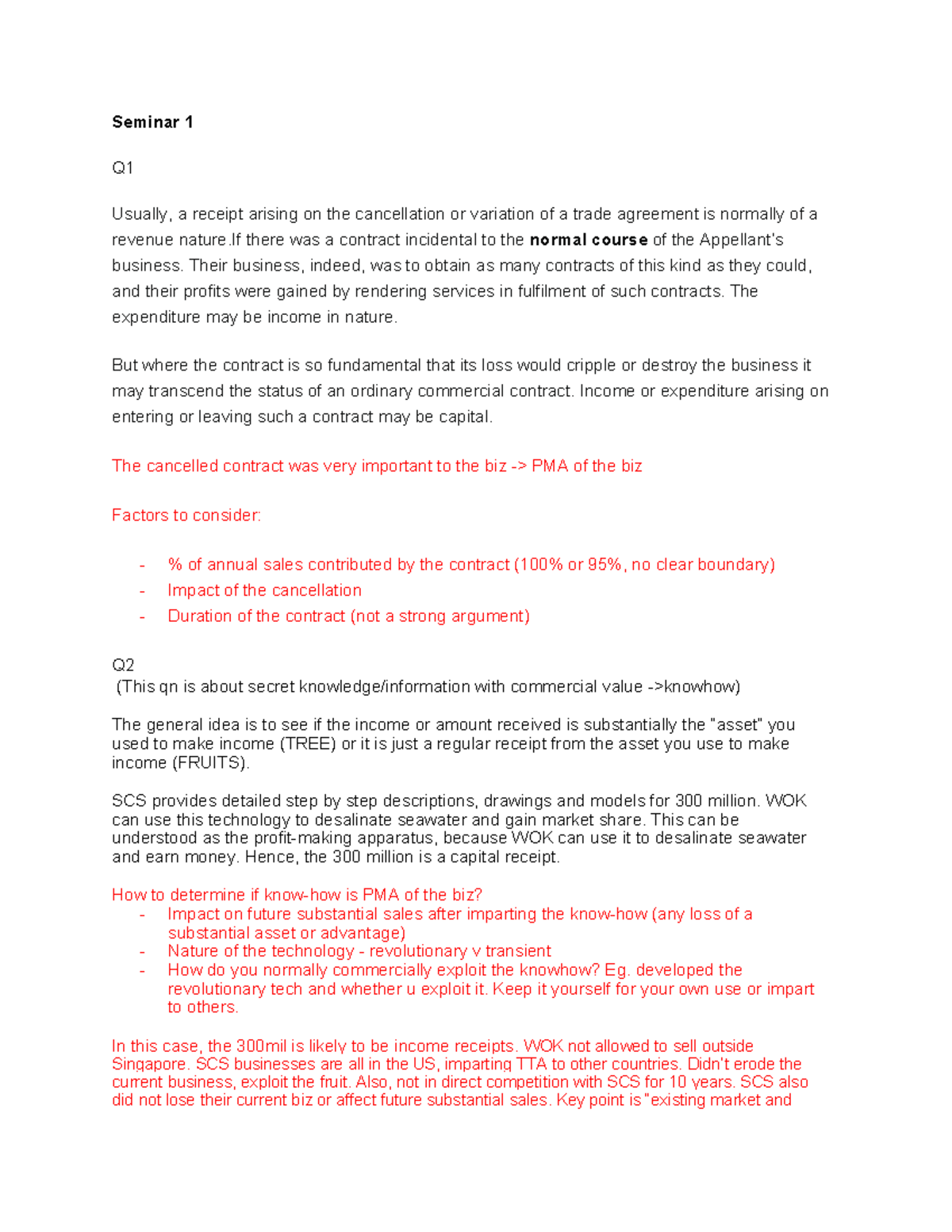 Tax Answers tutorial 1 to 5 - Seminar 1 Q Usually, a receipt arising on ...