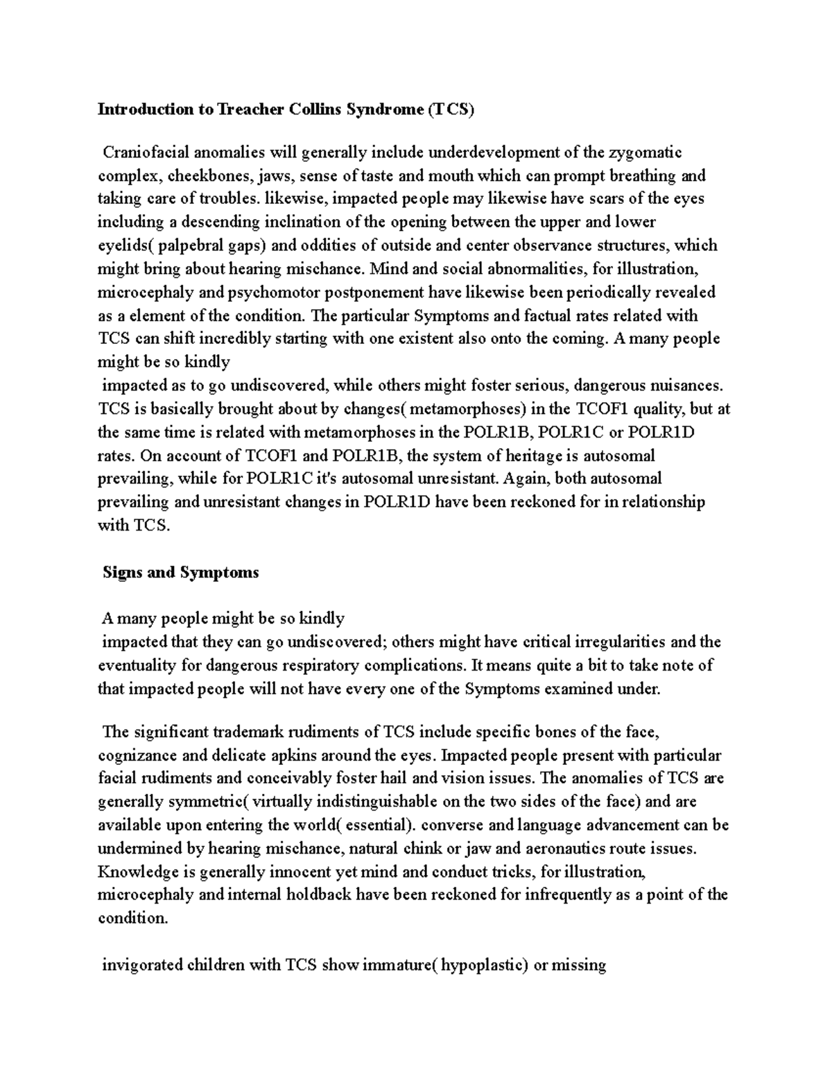 Introduction to Treacher Collins Syndrome (TCS) - Introduction to ...