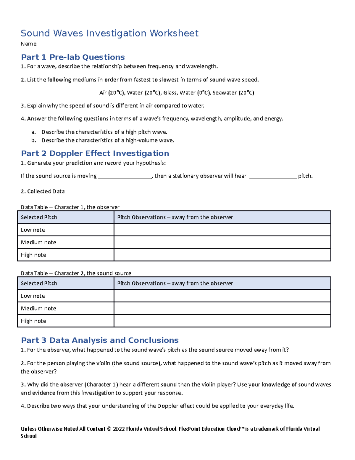 Soundwaves worksheet - wwwwww - Sound Waves Investigation Worksheet ...