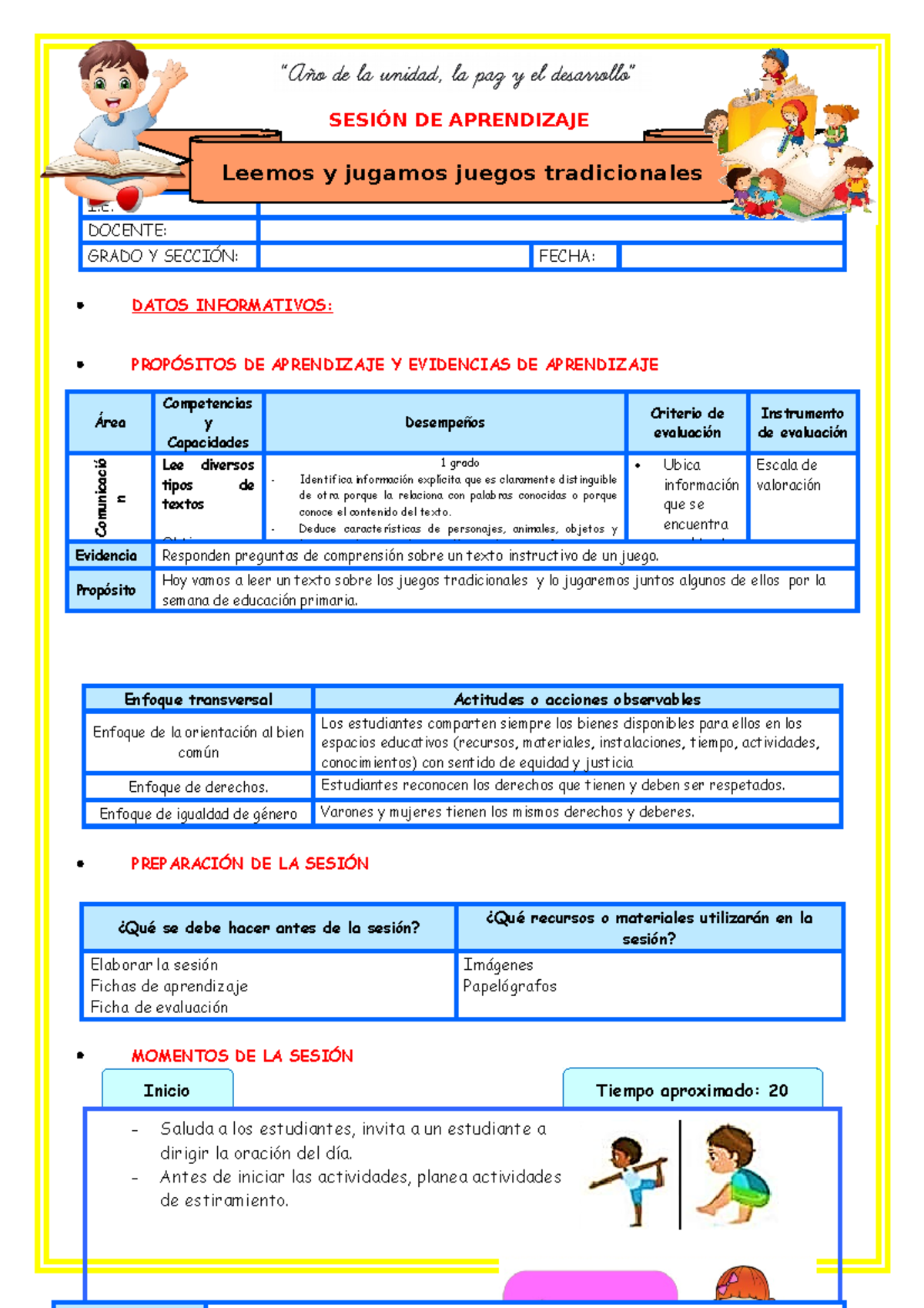 III E11 Sesión D1 COM Leemos Y Jugamos Juegos Tradicionales - SESIÓN DE ...