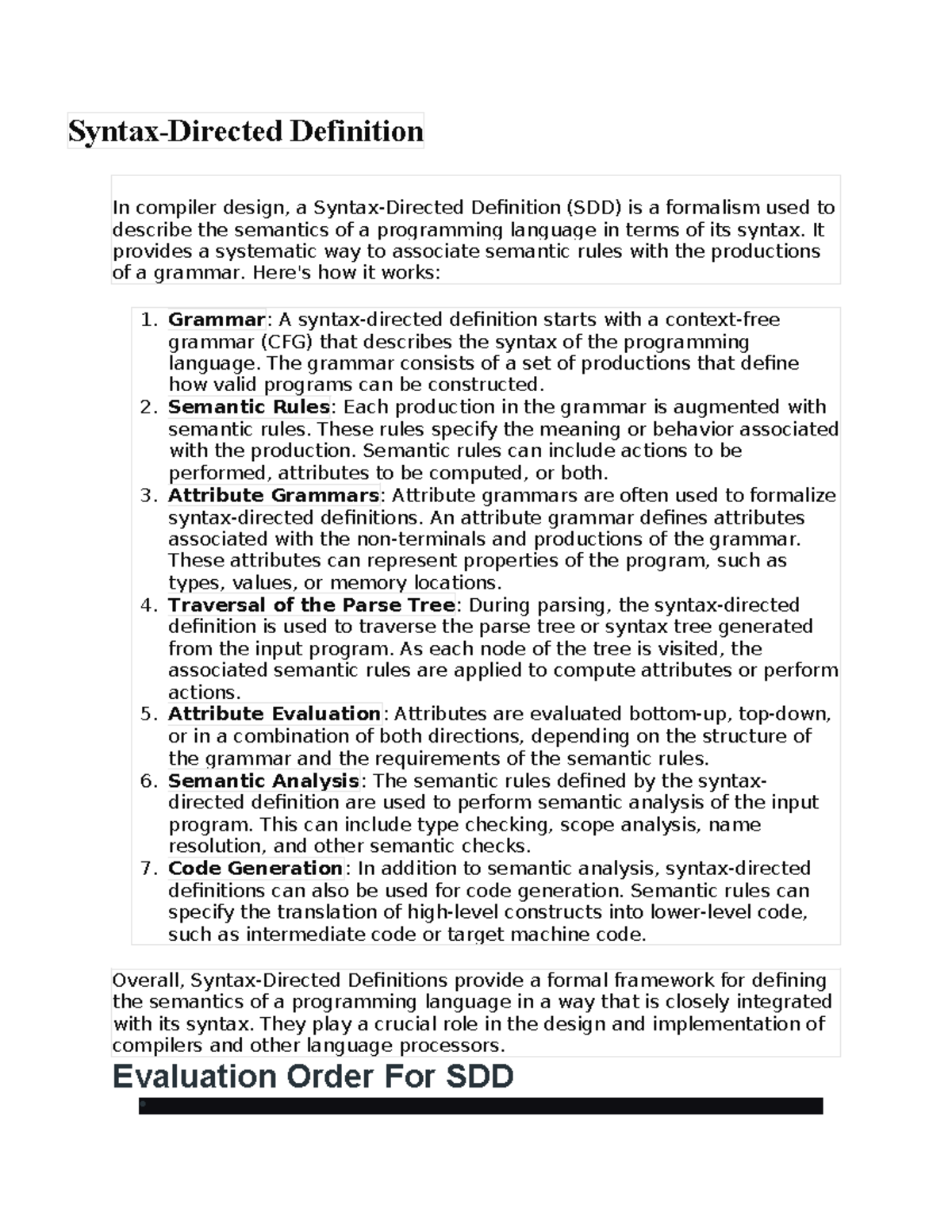 Semantic Analyse Summary Compiler Design Syntax Directed Definition