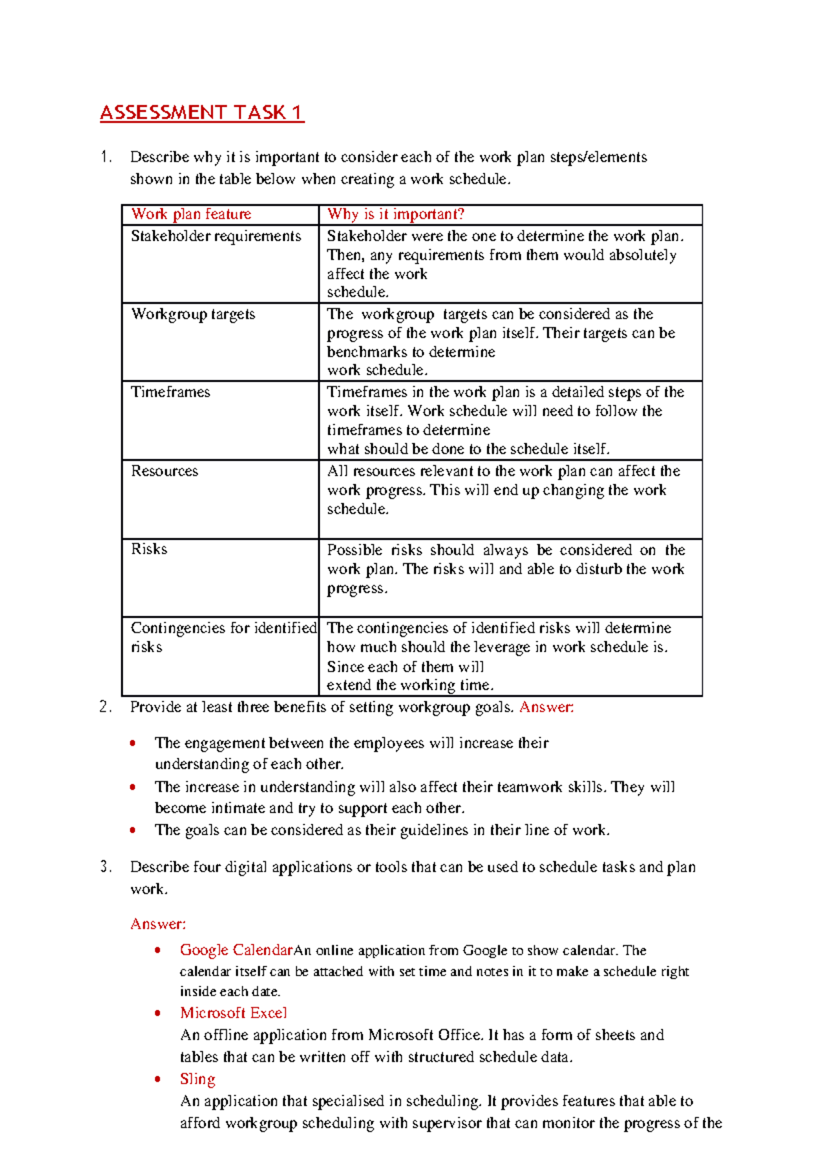 Assigment question task 1 BSBPEF401 - ASSESSMENT TASK 1 Describe why it ...
