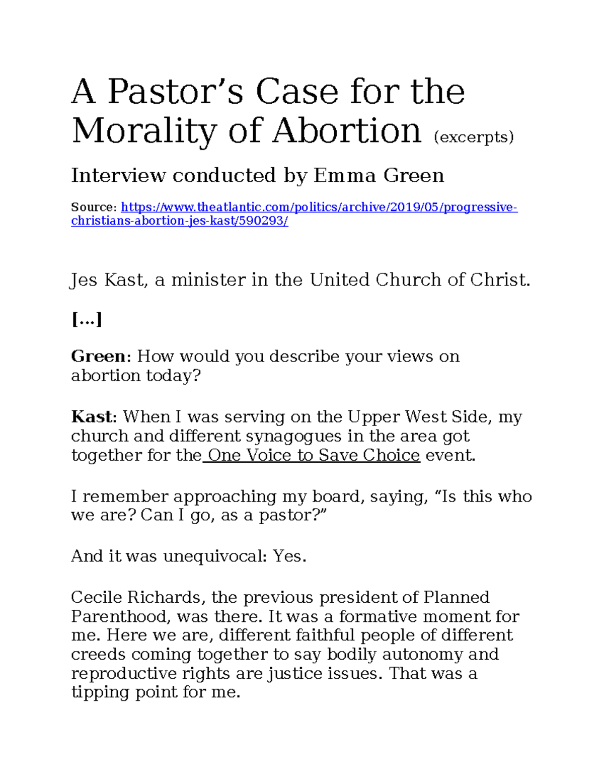 Green Emma (interviewer) - Pro-abortion pastor interview - A Pastor’s ...