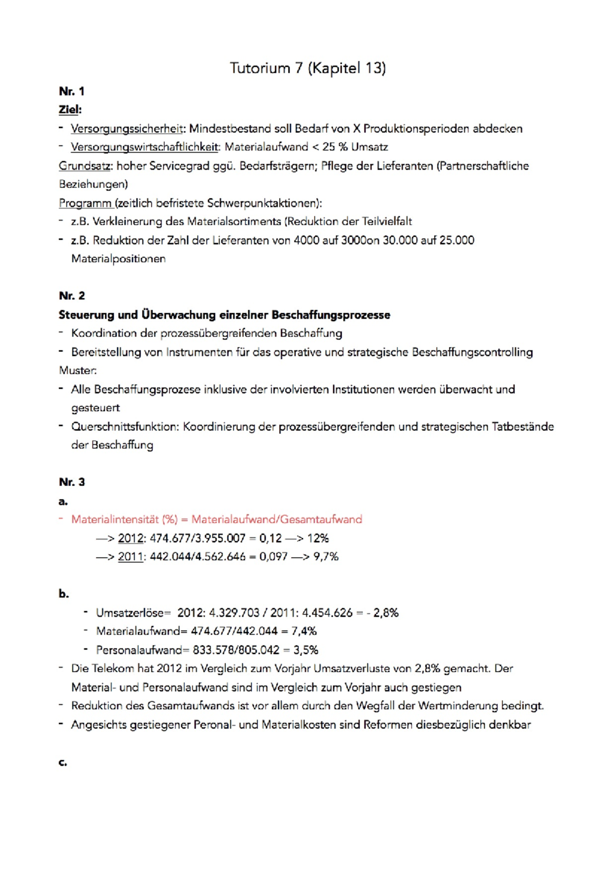 Tutorium 7 Musterlösung - BWL 1b - Studocu