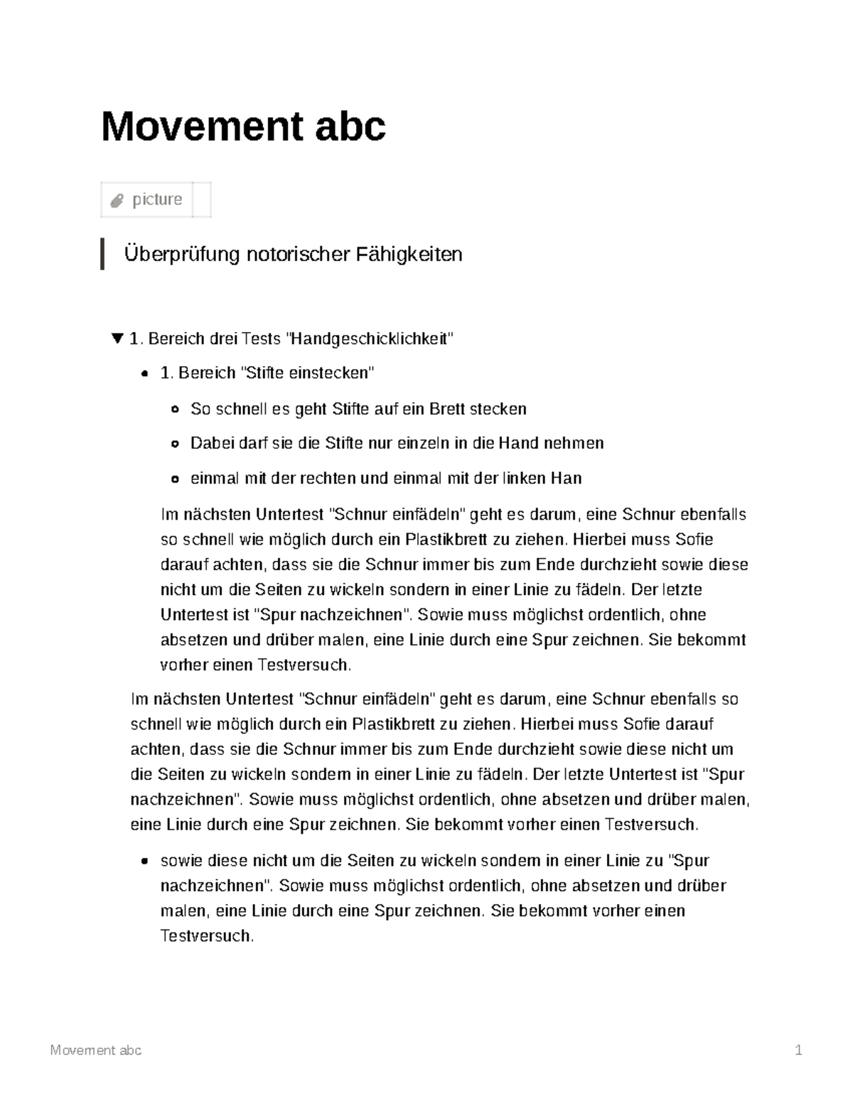 Movement abc - Hierbei muss Sofie darauf achten, dass sie die Schnur ...