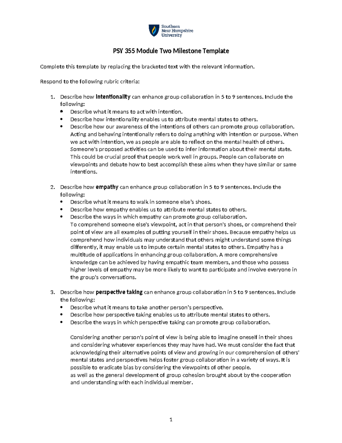 PSY 355 Module Two Milestone Template - PSY 355 Module Two Milestone ...