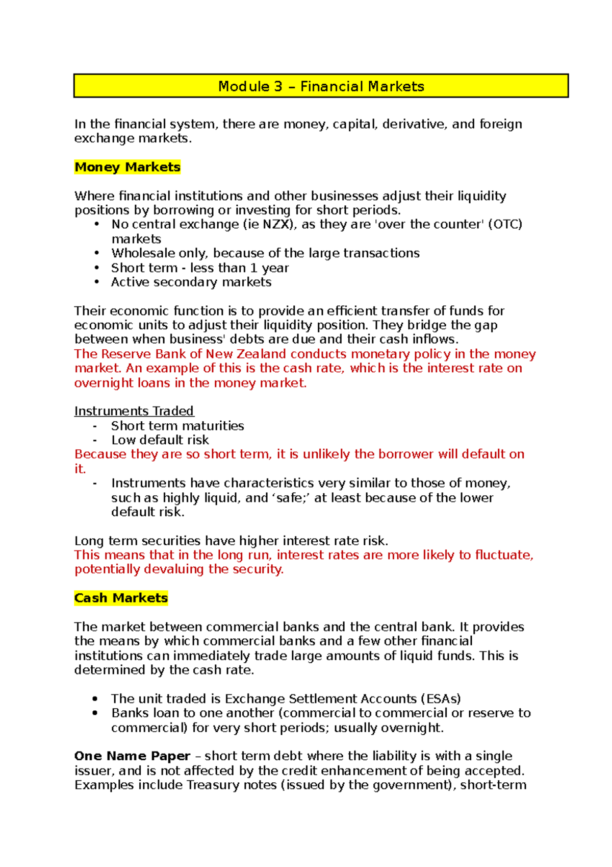 Module 3 - Tutorial questions for the third week of FINAN101, as taught ...