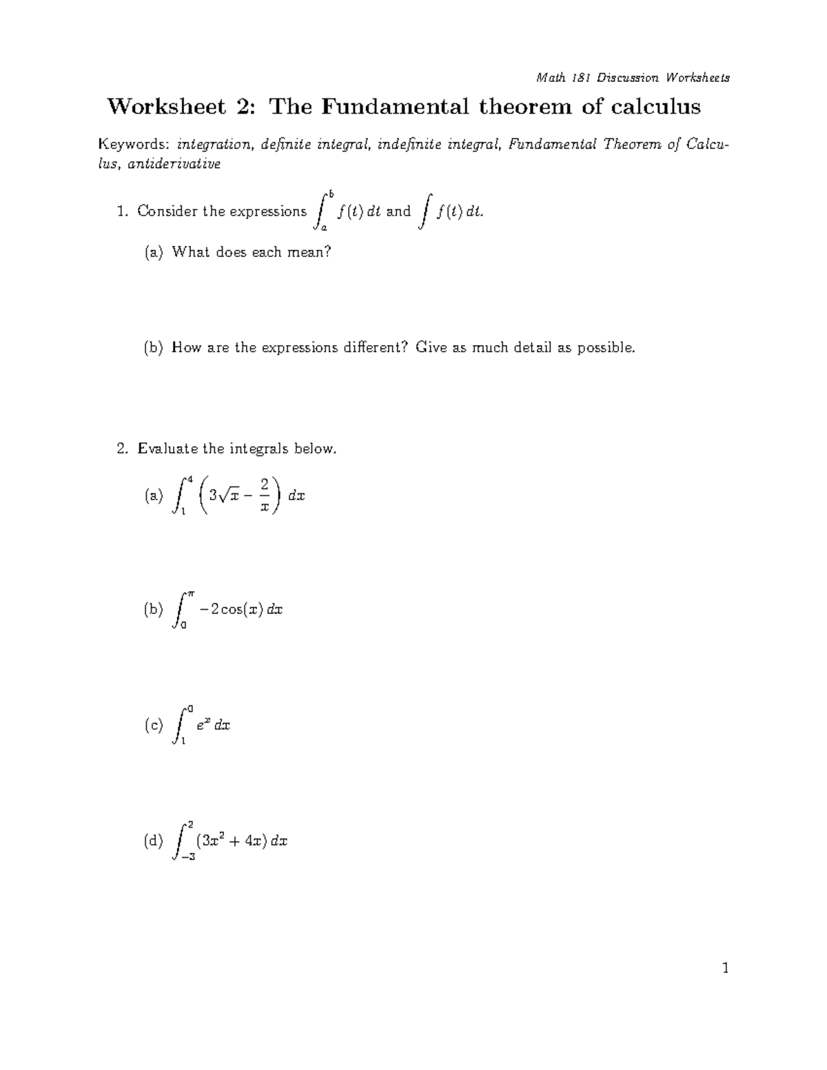 Discussion Worksheet 2 - Math 181 Discussion Worksheets Worksheet 2 ...