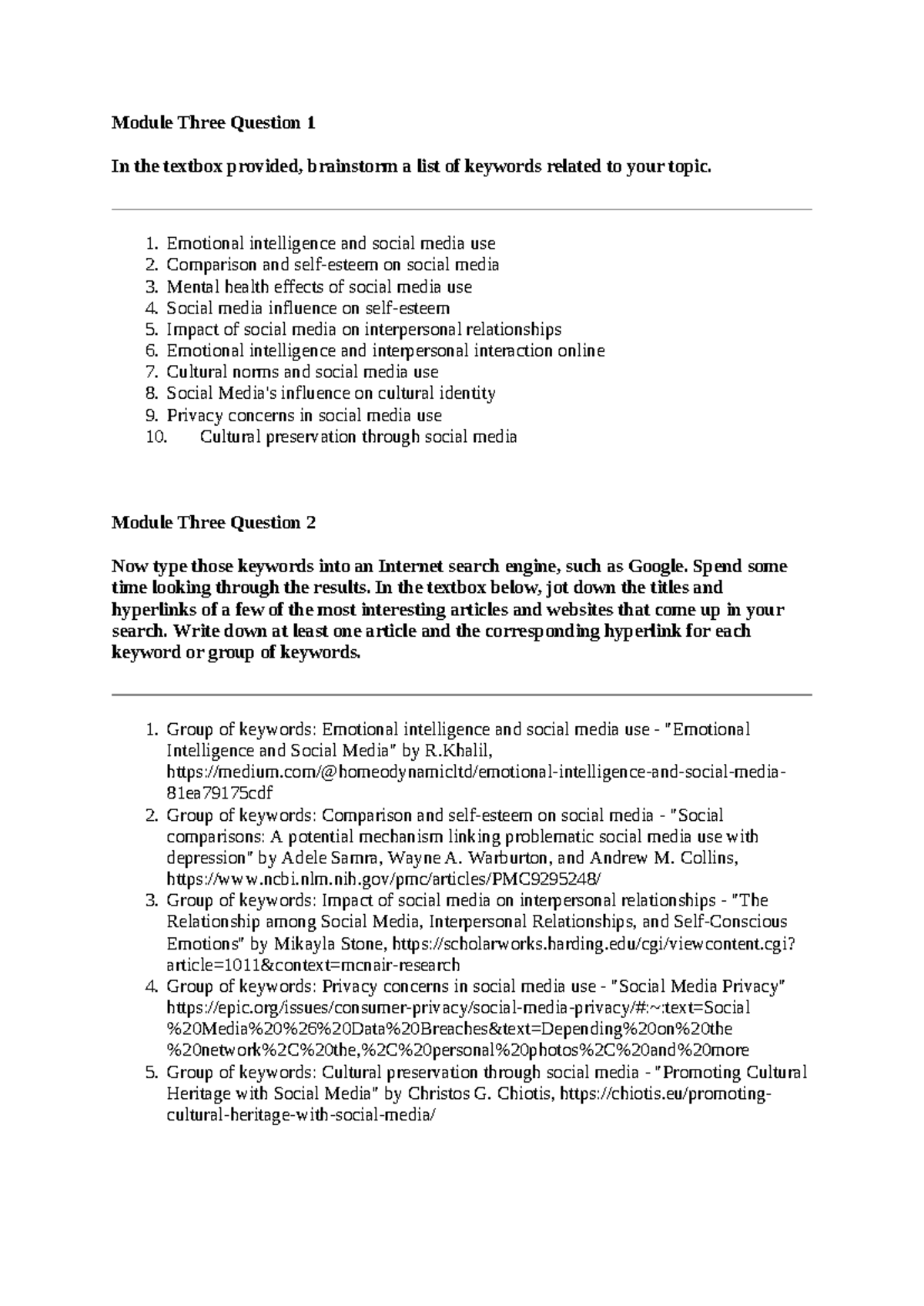 Module Three Short Responses Monica Cretu - Module Three Question 1 In the textbox provided ...