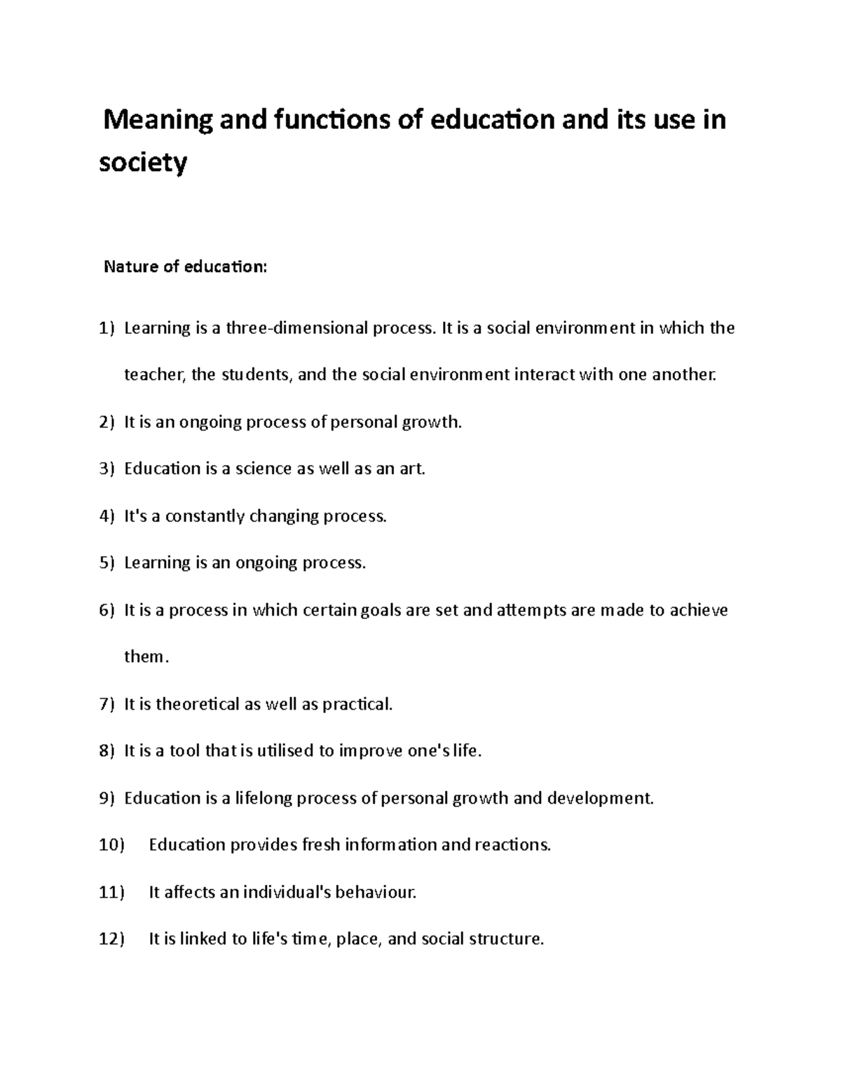 Meaning and functions of education and its use in society - It is a ...