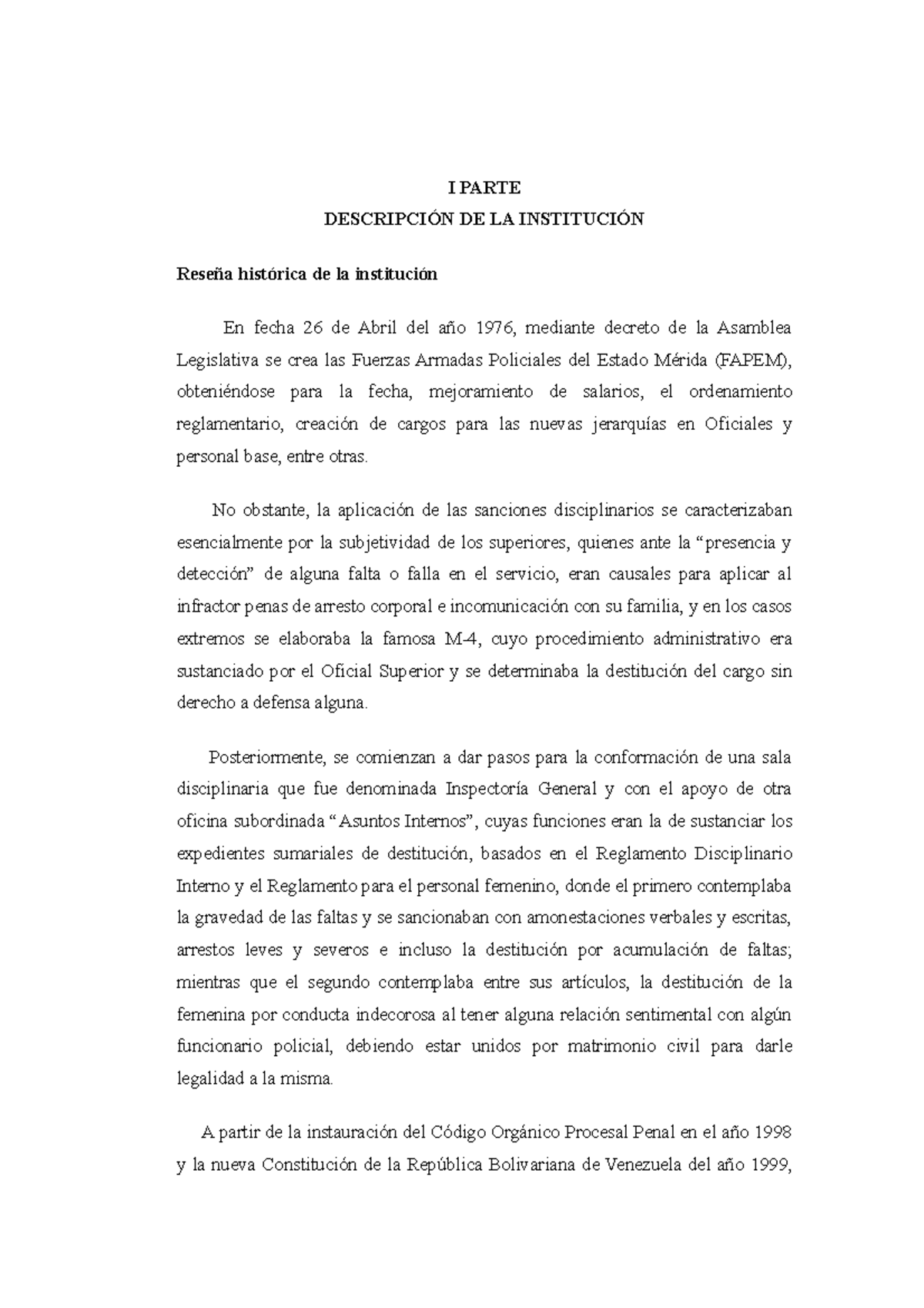 Estructura De Informe De Pasantías I Parte DescripciÓn De La