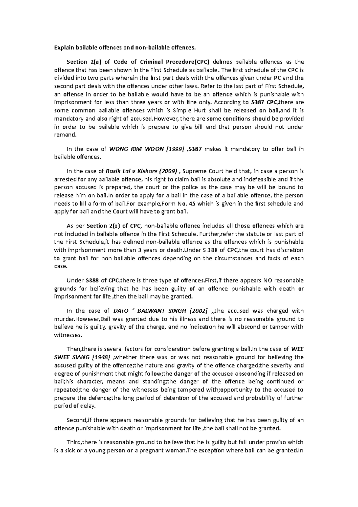 Bailable and Non Bailable Offences in Criminal Law - Explain bailable ...