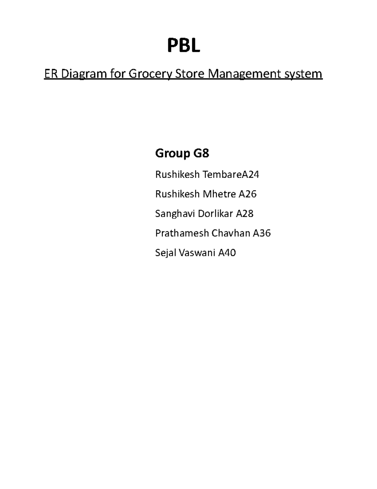 Gstore - PBL ER Diagram for Grocery Store Management system Group G ...