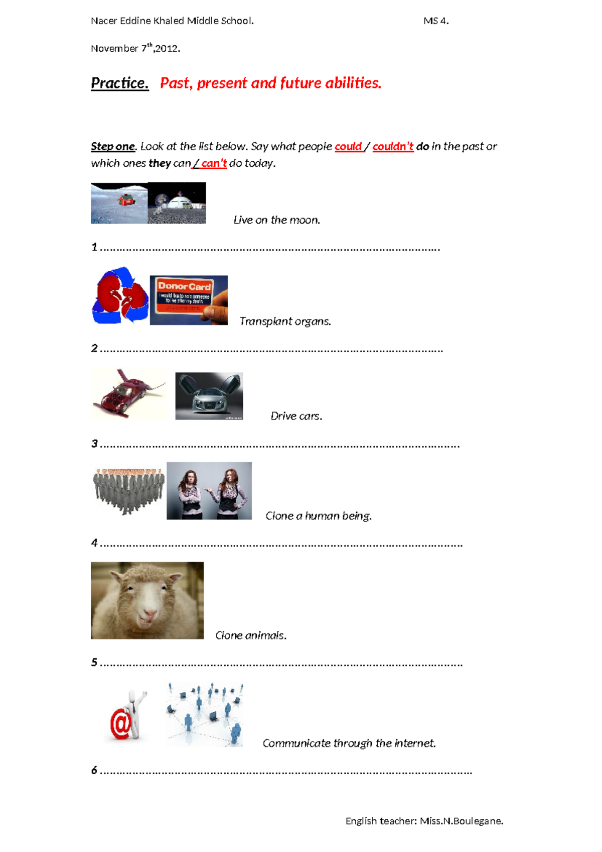 Modal practice busy teacher corrections - Nacer Eddine Khaled Middle ...