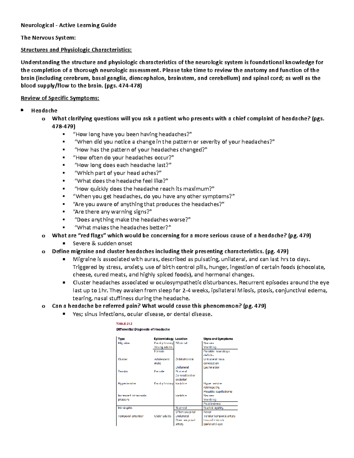 Neuro Active learning guide - Neurological - Active Learning Guide The ...