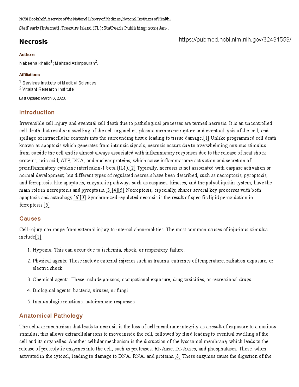 Necrosis - Artículo - NCBI Bookshelf. A service of the National Library ...