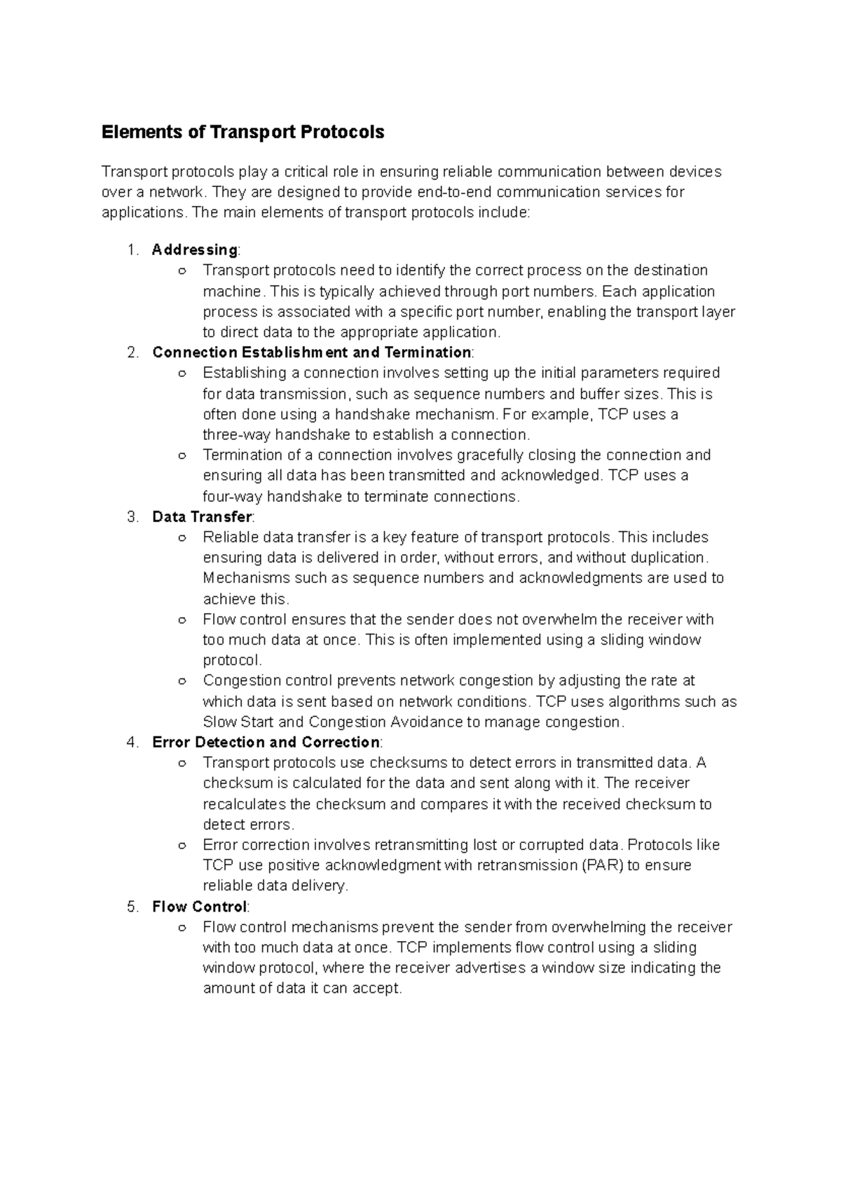 Elements of Transport Protocol - Elements of Transport Protocols ...