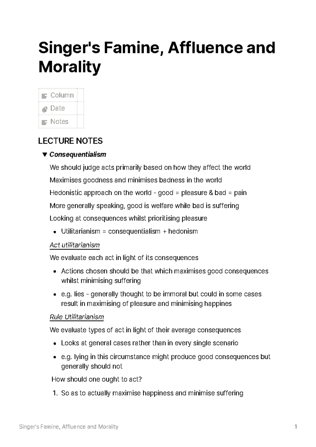 Singers Famine Affluence and Morality - Singer's Famine, Affluence and ...