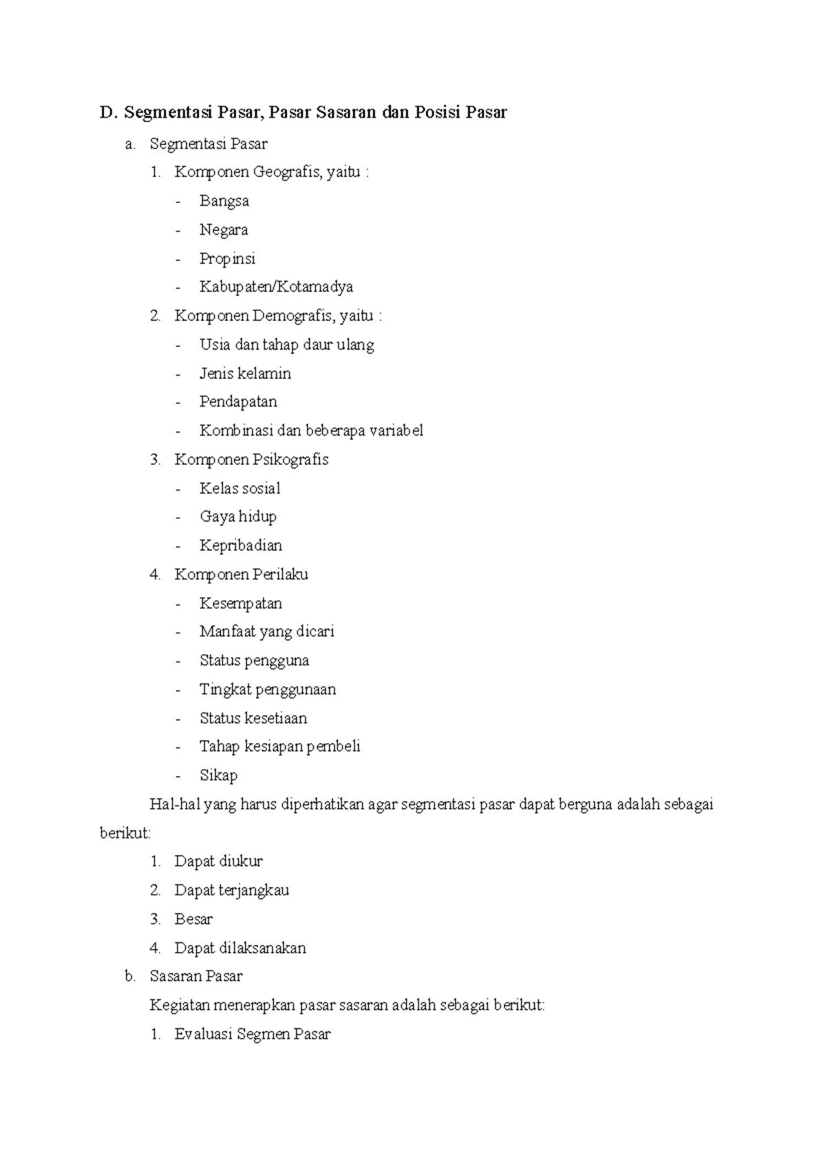 Segmentasi pasar - D. Segmentasi Pasar, Pasar Sasaran dan Posisi Pasar ...
