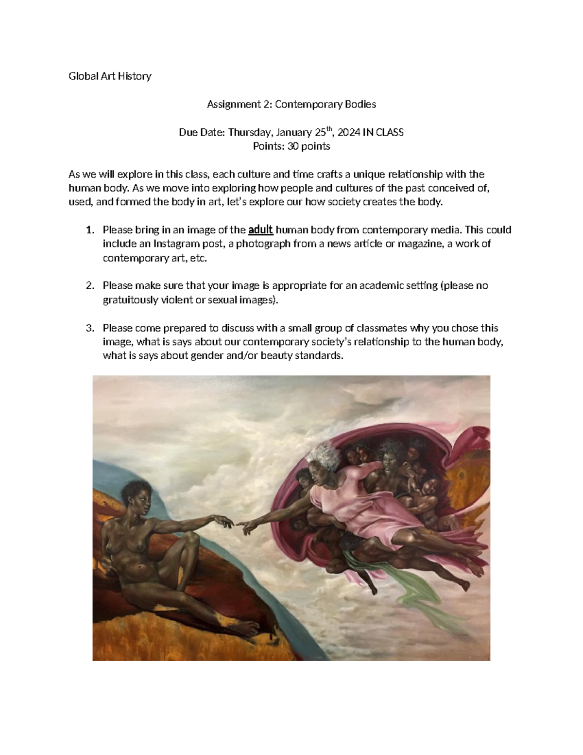 Assignment 2 Global Bodies - Global Art History Assignment 2: Contemporary Bodies Due Date ...