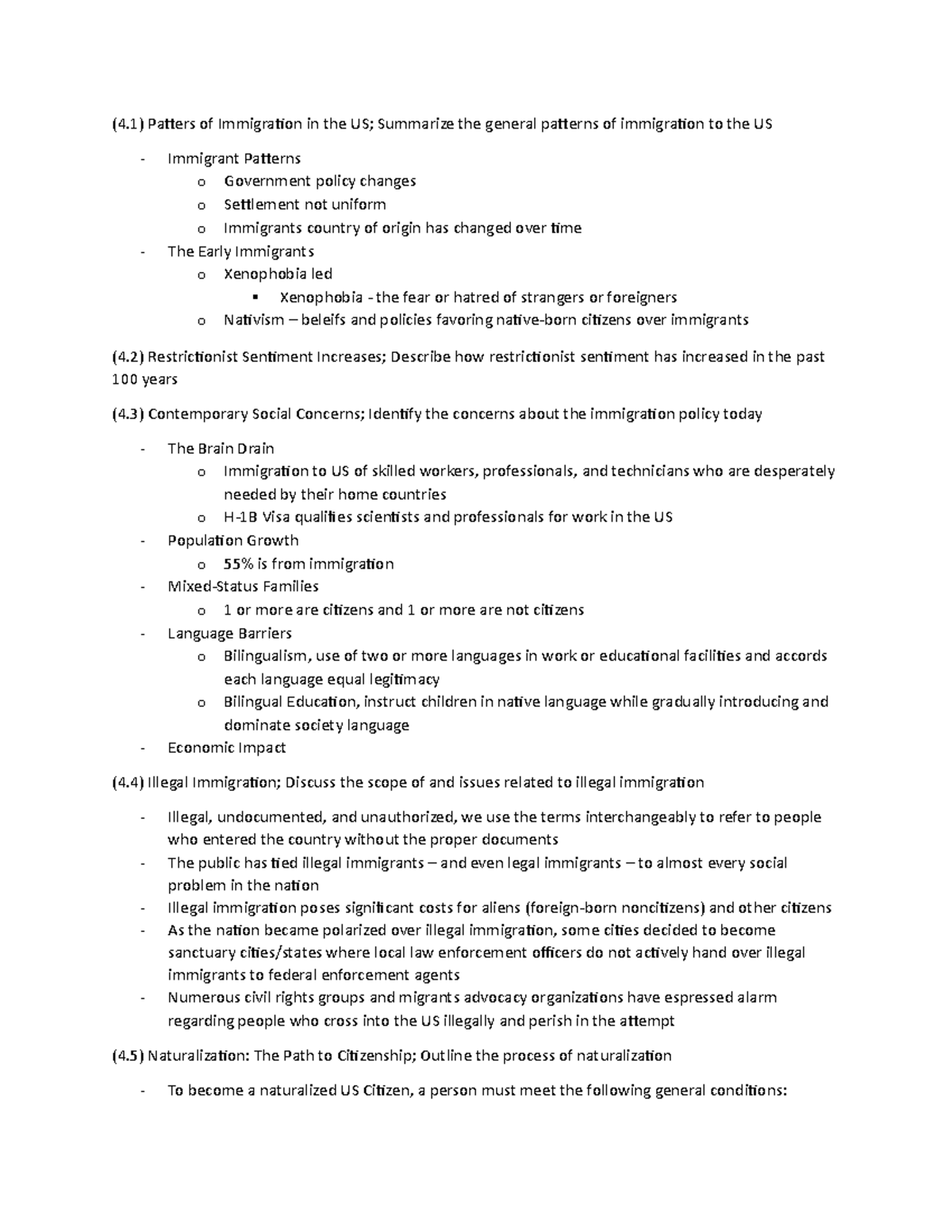 Chapter 4 - Immigration - (4) Patters of Immigration in the US ...