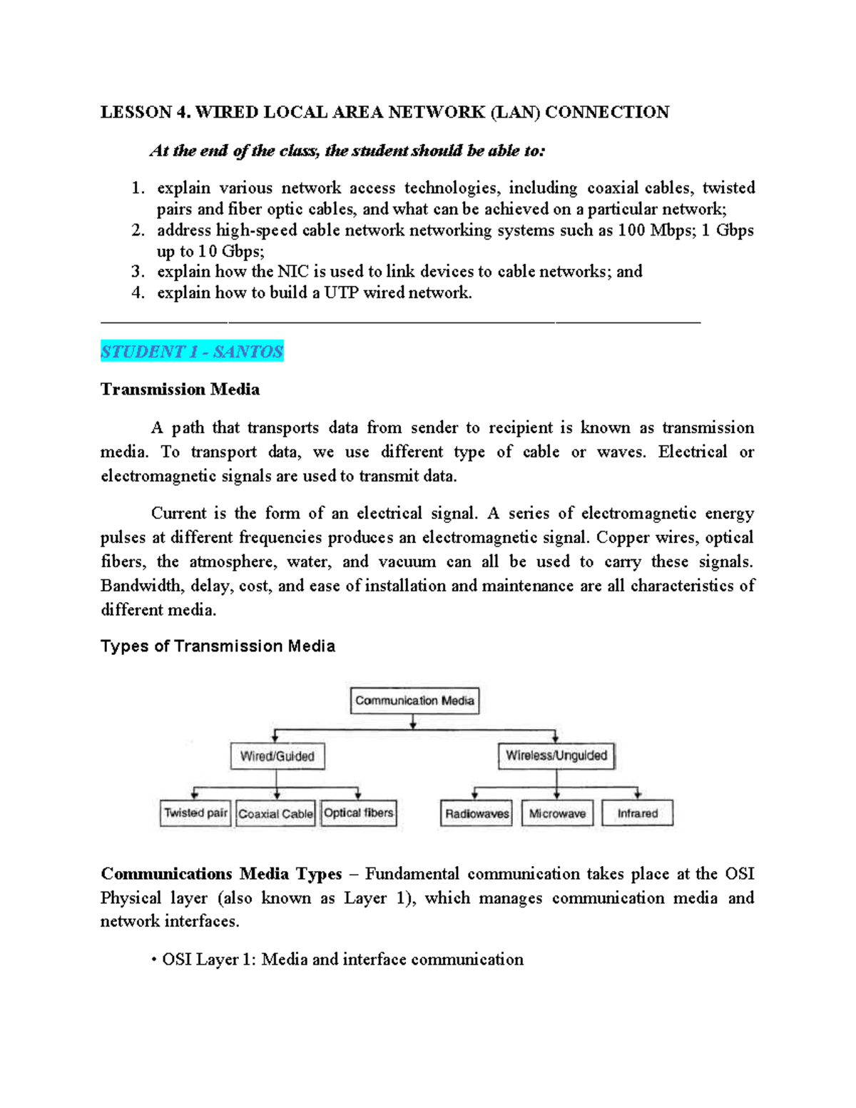 Lesson-4 - uyfyuvfuhvuyv - LESSON 4. WIRED LOCAL AREA NETWORK (LAN ...