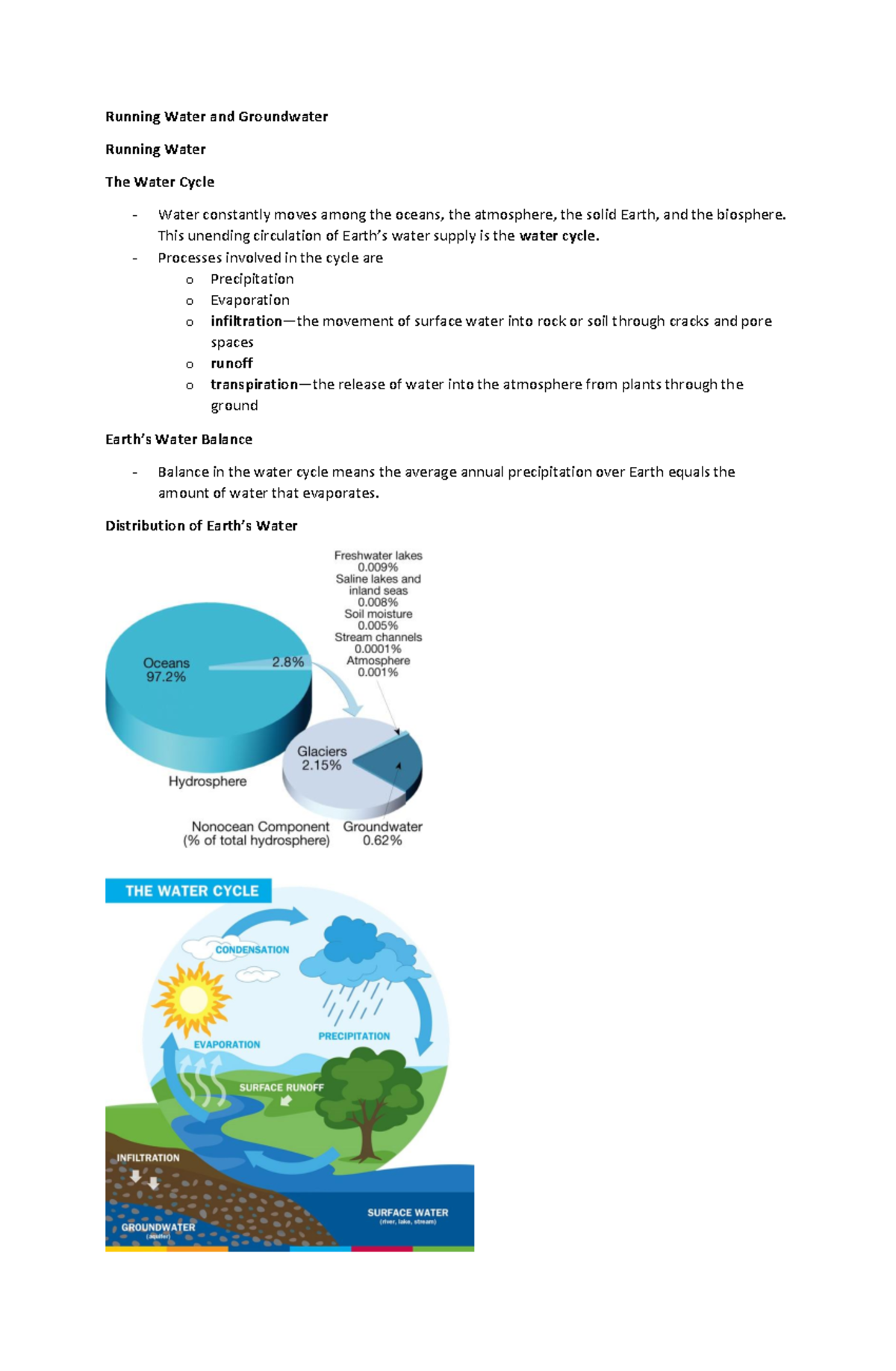 Running Water, Groundwater, and Streams - Running Water and Groundwater ...