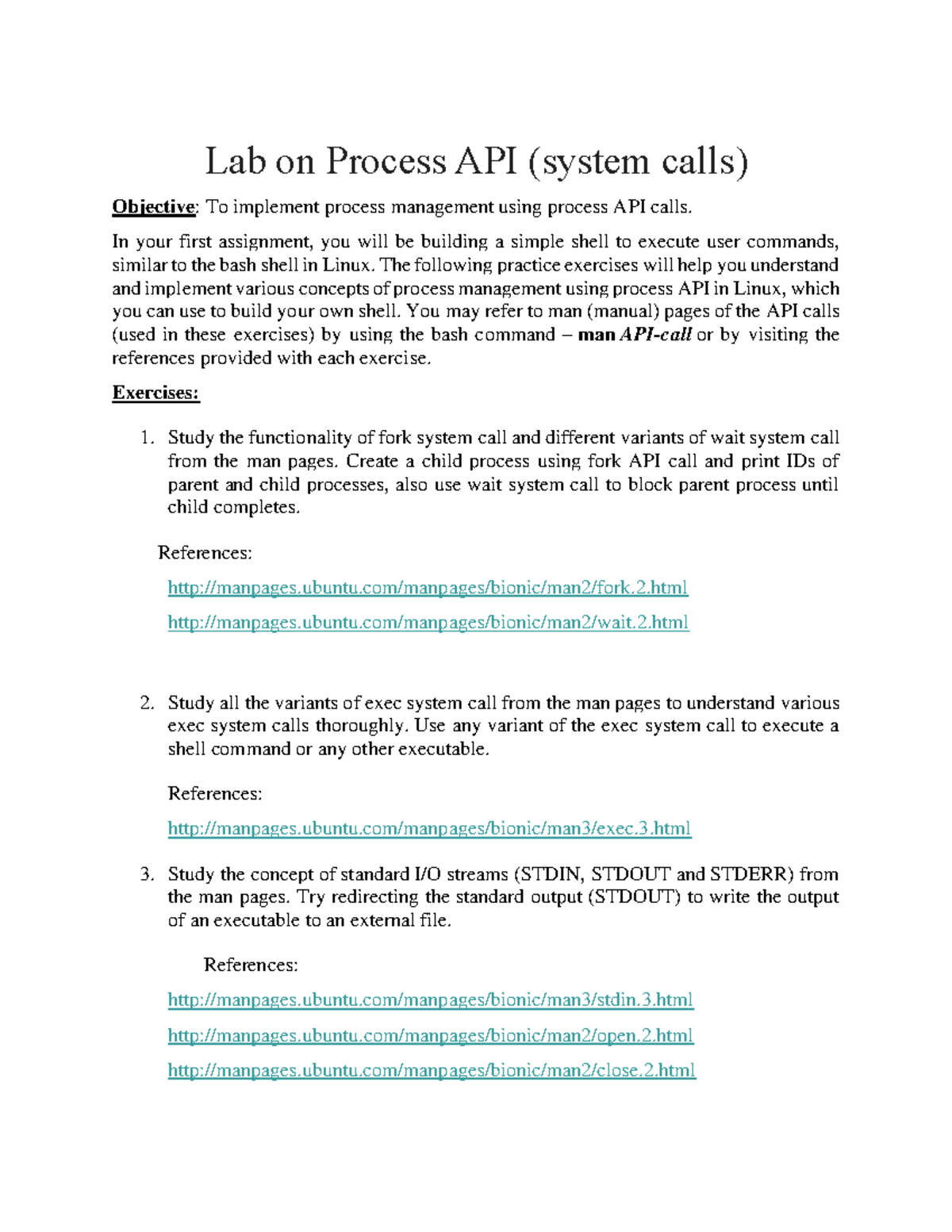 Lab on Process API - In your first assignment, you will be building a ...