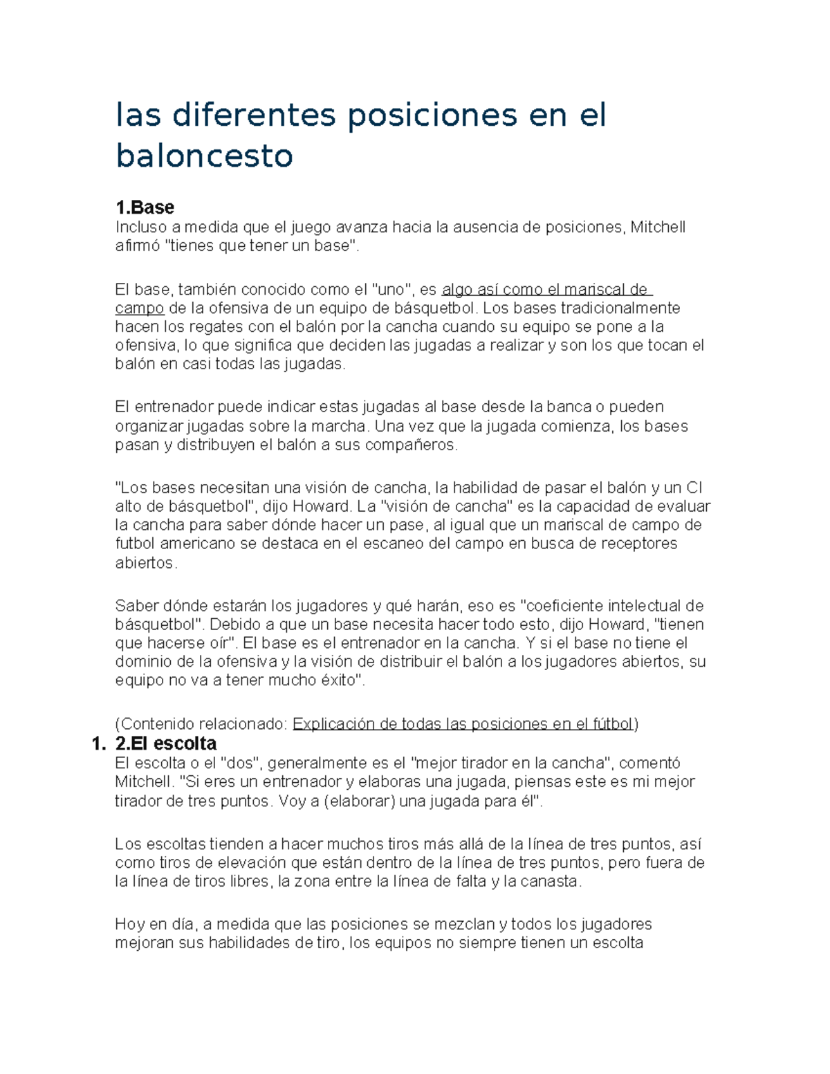 Las diferentes posiciones en el baloncesto - las diferentes posiciones ...