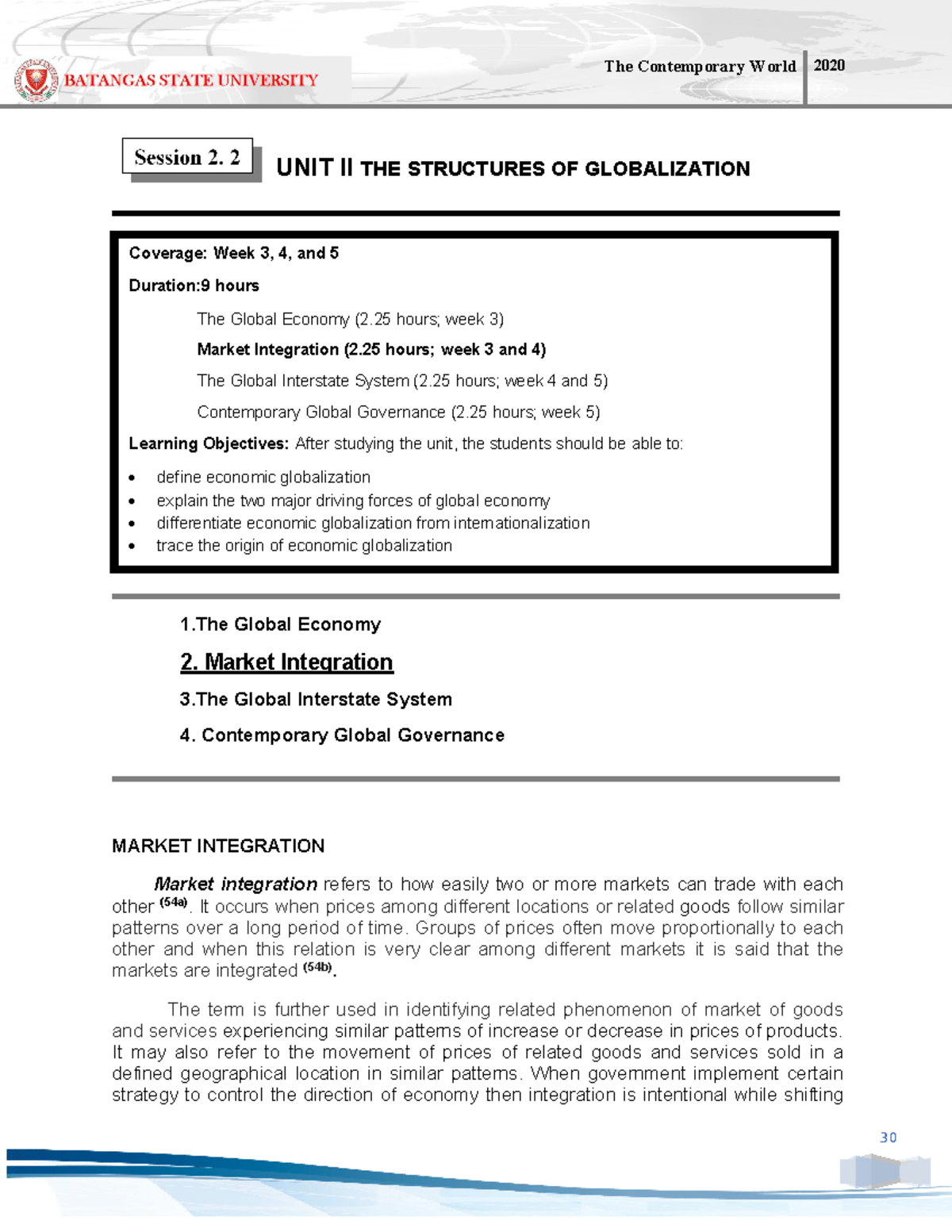 TCW - UNIT 2 - Session 2-4 - UNIT II THE STRUCTURES OF GLOBALIZATION 1 ...