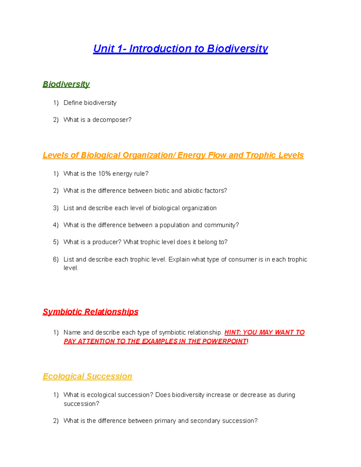 Nathan'Yel Mc Rae - Final Exam Study Guide - Unit 1- Introduction to ...