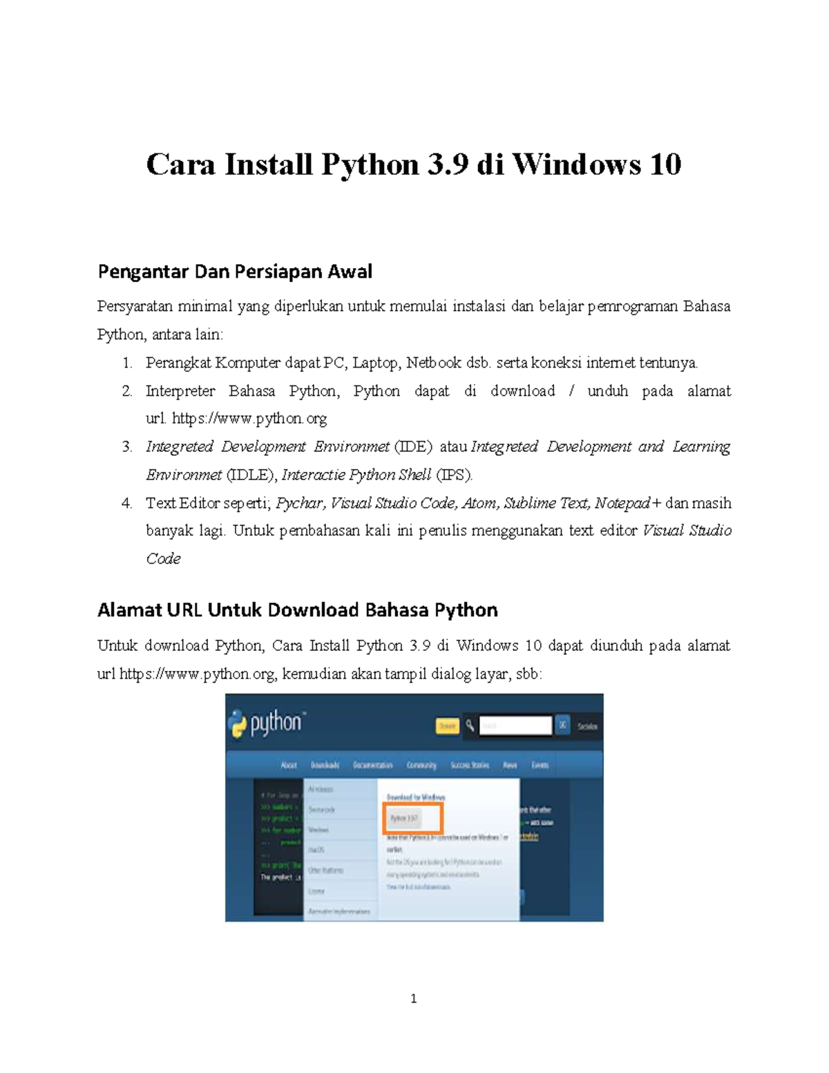 Dasar-dasar Python Rev-1 - Cara Install Python 3 di Windows 10 Pengantar Dan Persiapan Awal ...