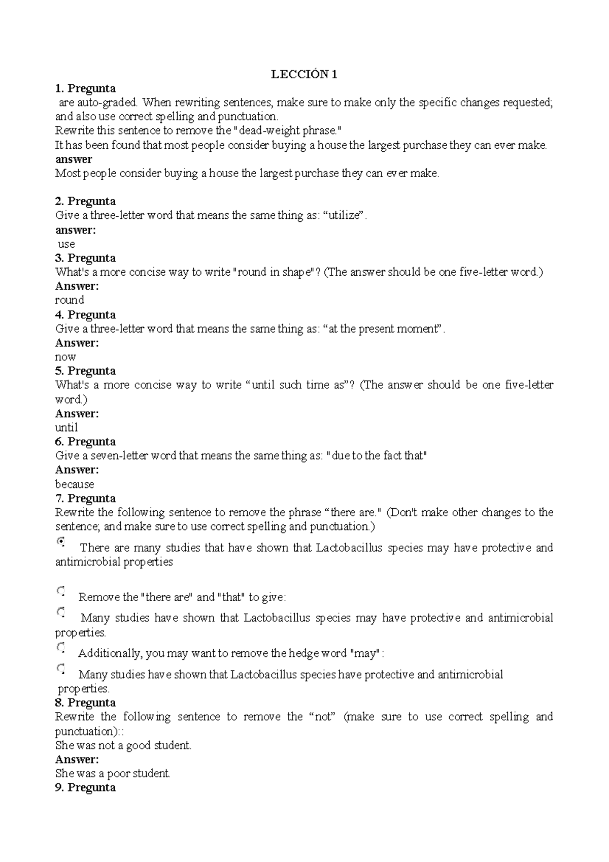 Quiz 3 - LECCIÓN 1 1. Pregunta are auto-graded. When rewriting ...