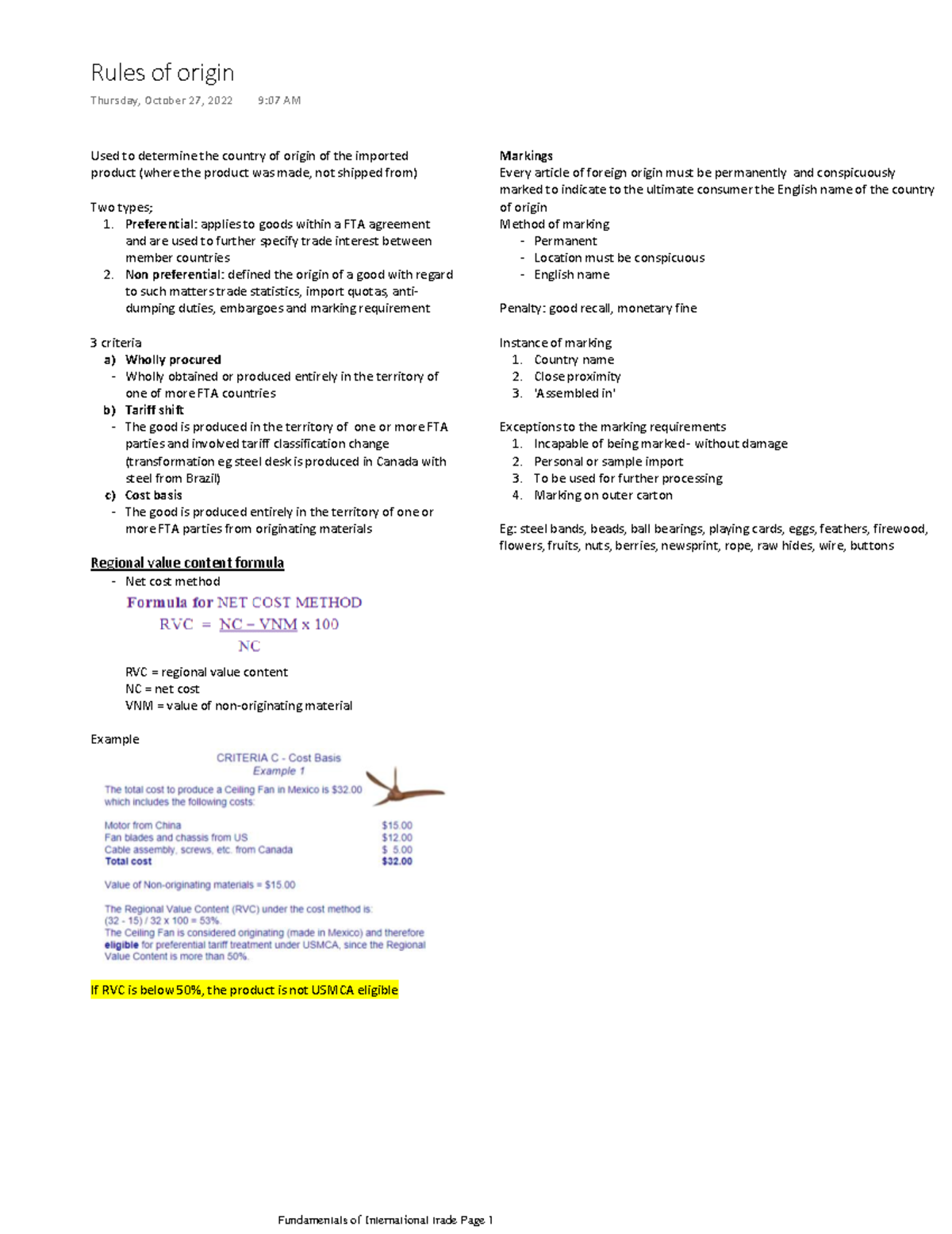 Rules of origin - Used to determine the country of origin of the ...