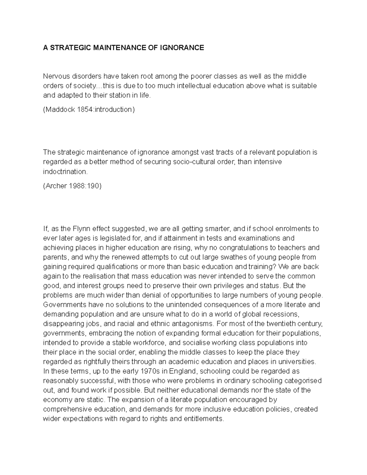 A Strategic Maintenance OF Ignorance - A STRATEGIC MAINTENANCE OF ...