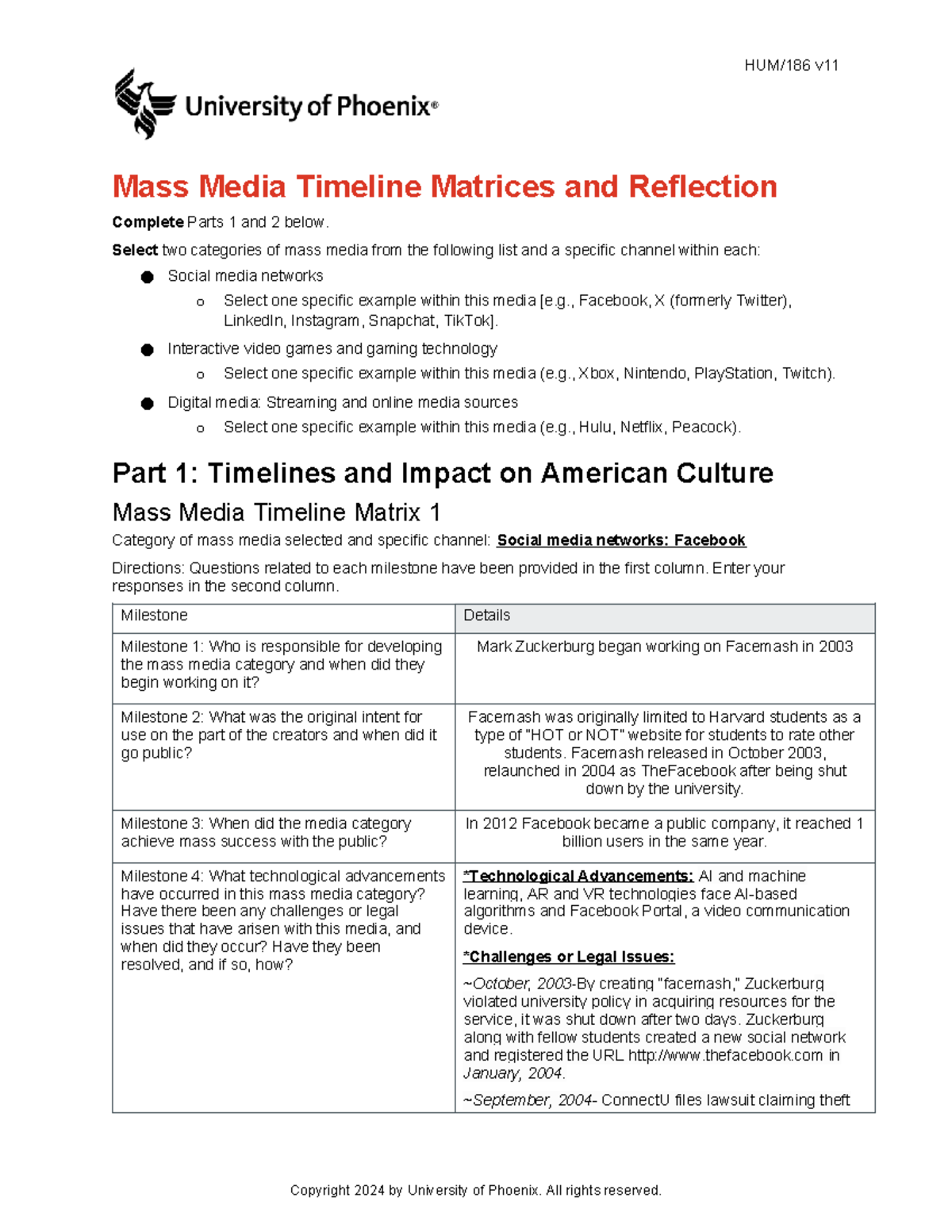 Week 4 - Select two categories of mass media from the following list ...