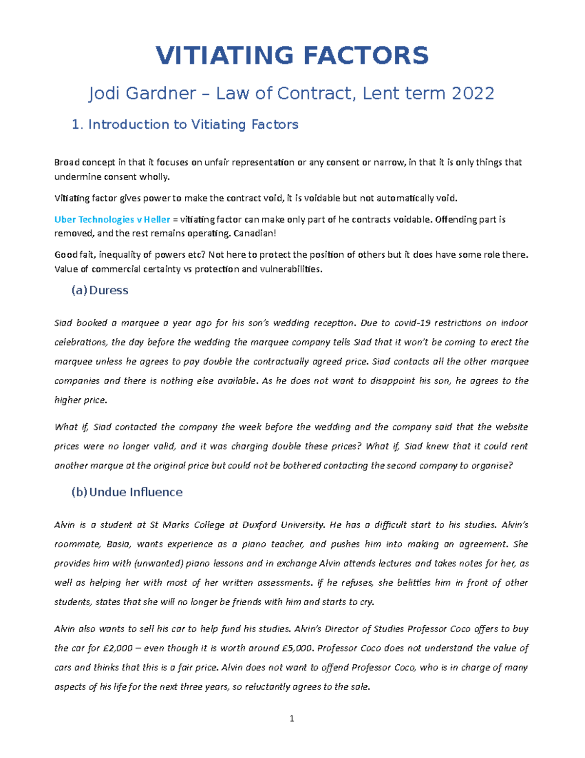 CLL19 vitiating factors - VITIATING FACTORS Jodi Gardner – Law of ...