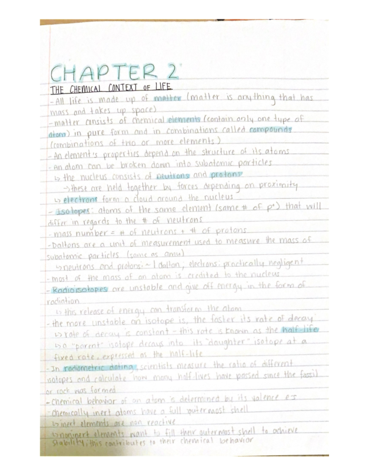 Chapter 2 - BIO100 - Studocu