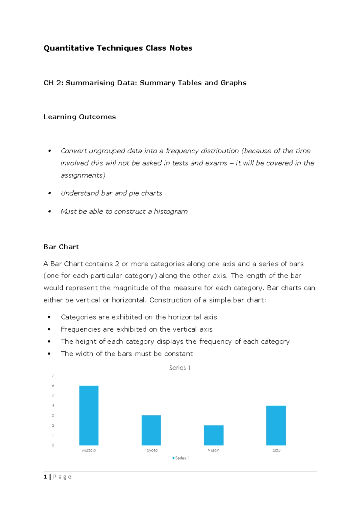 Unit 2 Summarizing Data - Quantitative Techniques Class Notes CH 2 ...
