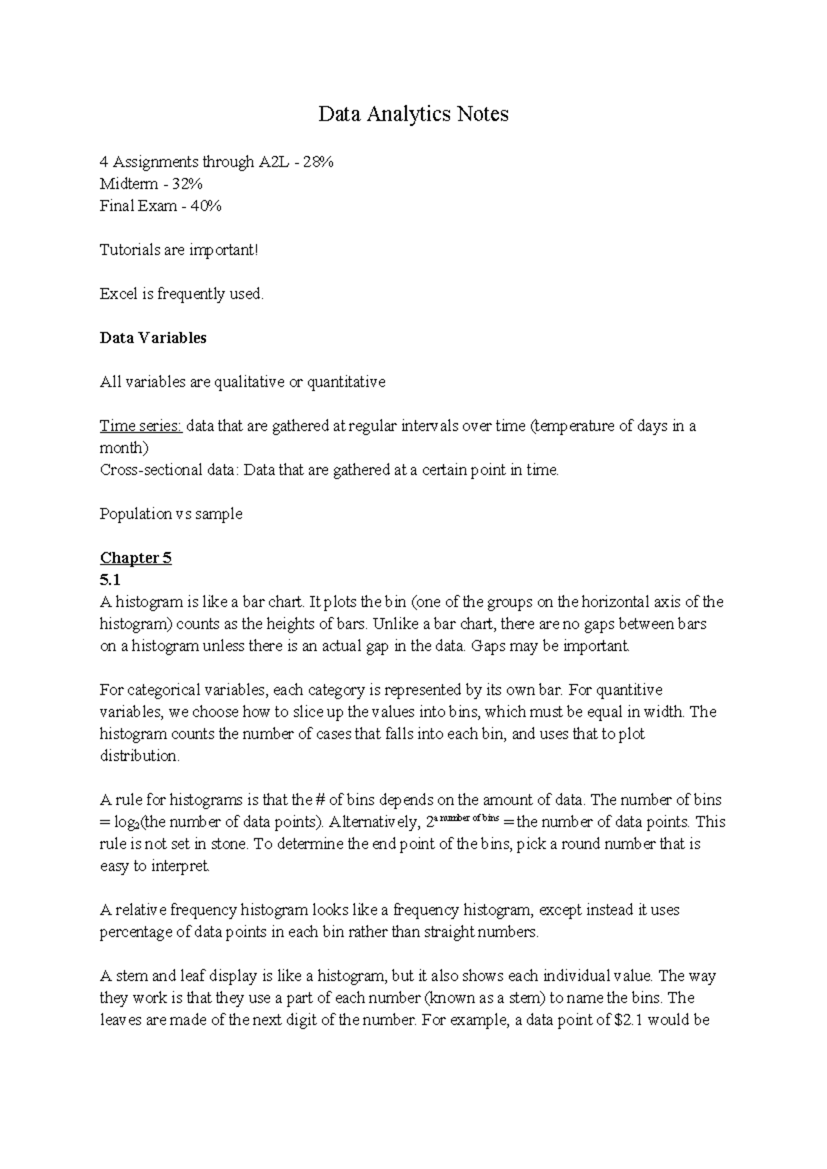 Data Analytics Notes Complete Data Analytics Notes 4 Assignments