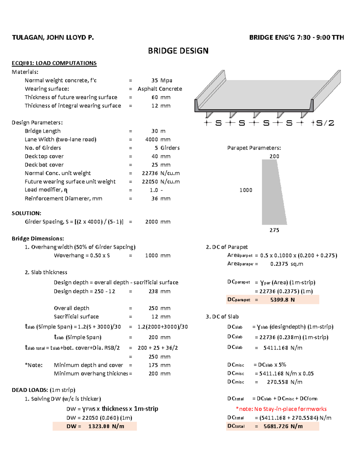 462565835-Design-bridge - TULAGAN, JOHN LLOYD P. ECQ#01: LOAD ...