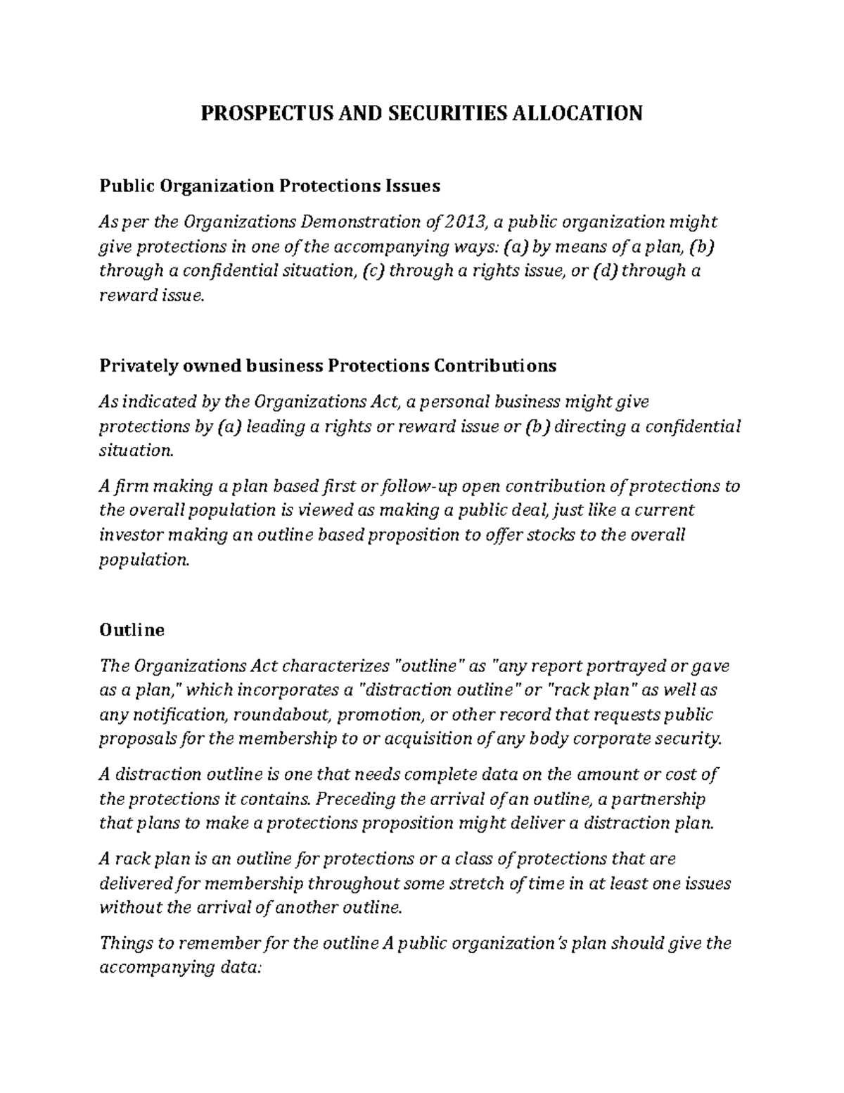 Prospectus AND Securities Allocation - PROSPECTUS AND SECURITIES ...