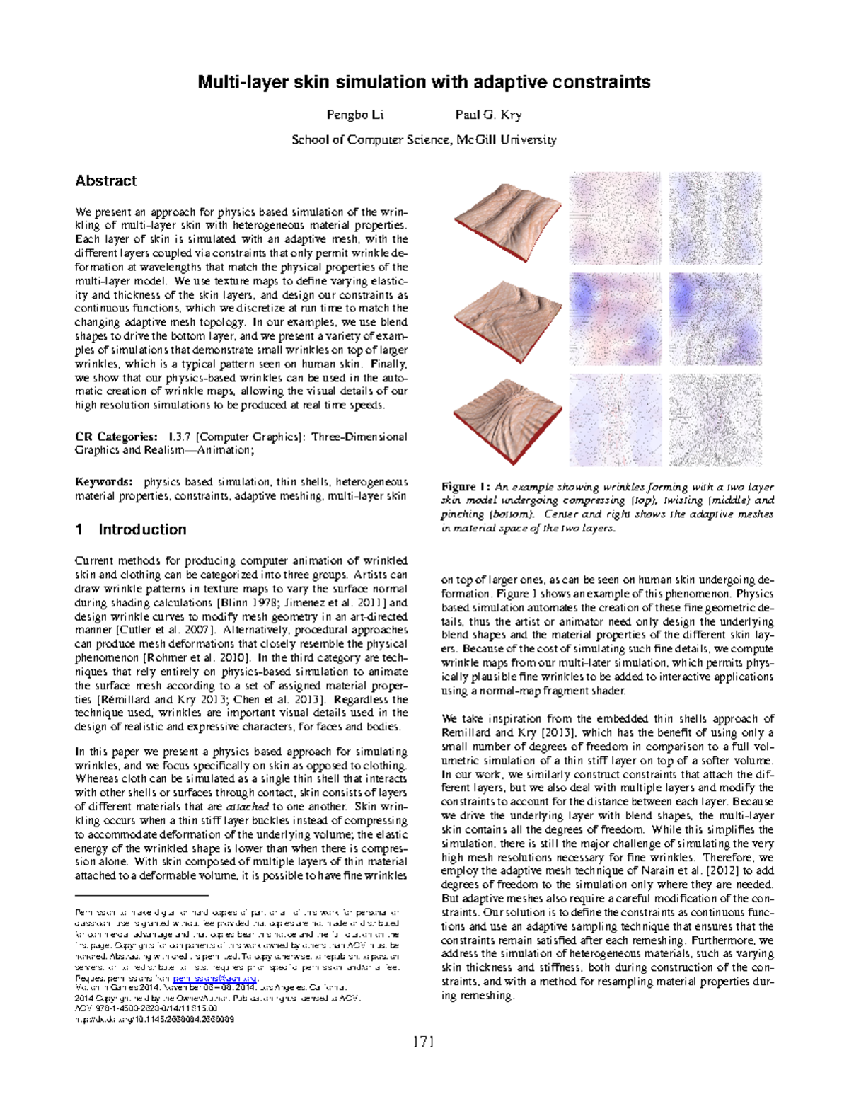 Multi-layer skin simulation with adaptive constraints - Permission to ...