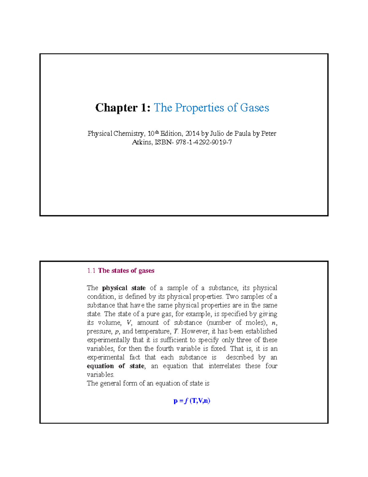Lecture Handouts-1 - thermodynamics - Chapter 1: The Properties of ...