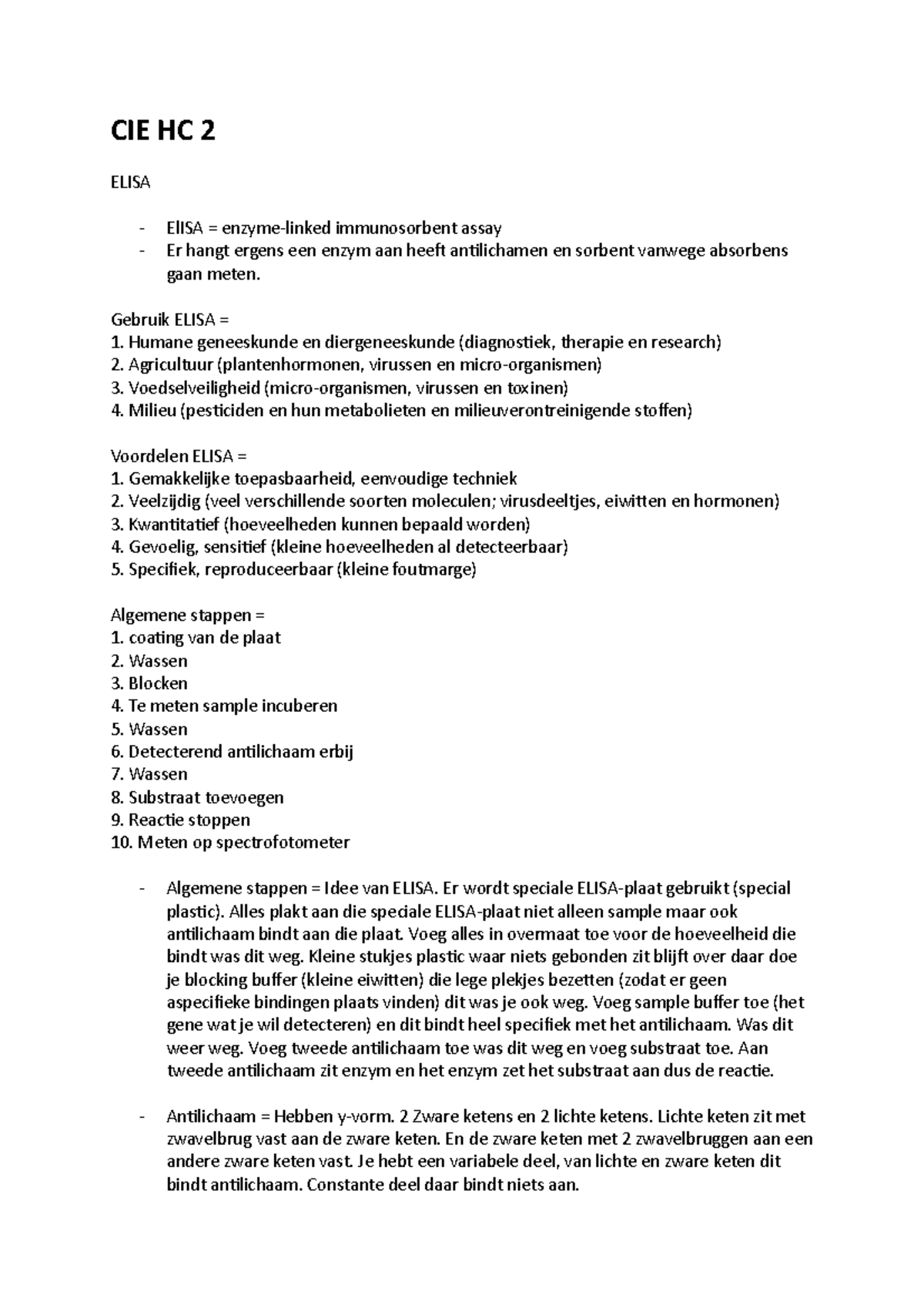 CIE HC 2 13-12-19 - Aantekeningen en notities CIE HC2 - CIE HC 2 ELISA ...