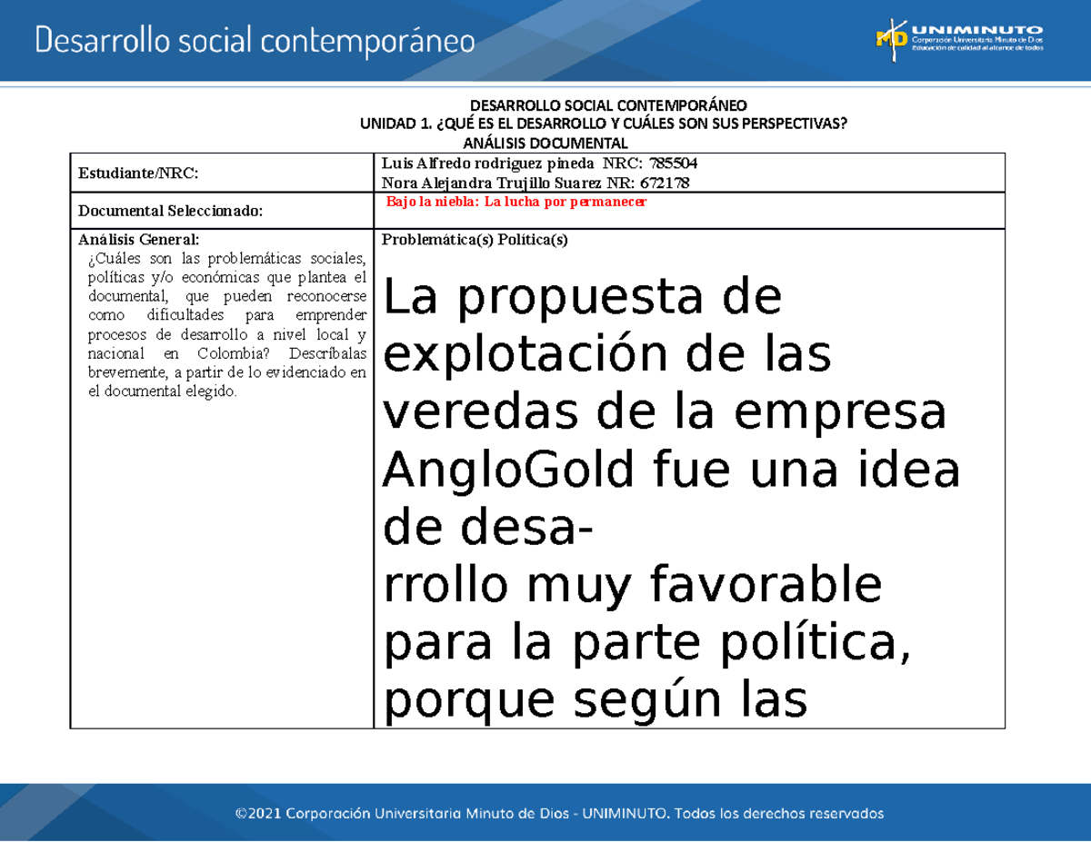 Trabajo 4 desarrollo - UNIDAD 1. ¿QUÉ ES EL DESARROLLO Y CUÁLES SON SUS ...