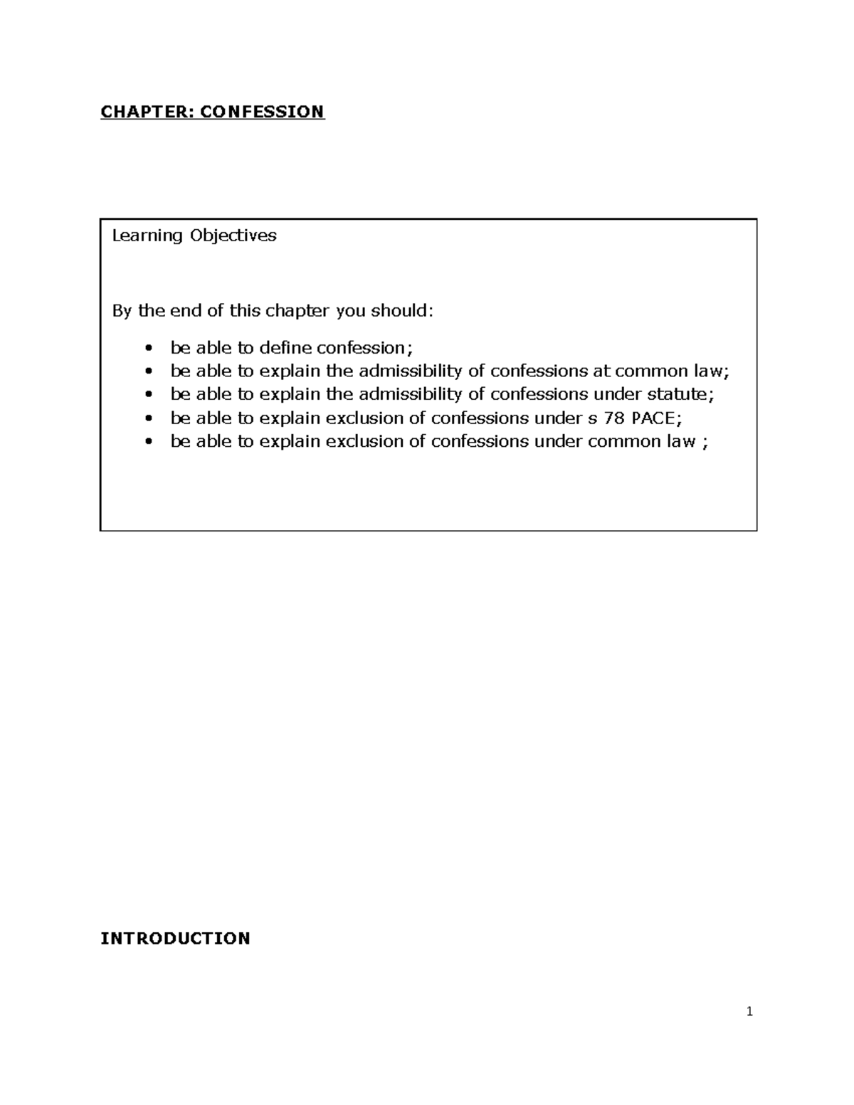 Evidence Chapter Confession - CHAPTER: CONFESSION INTRODUCTION Learning ...