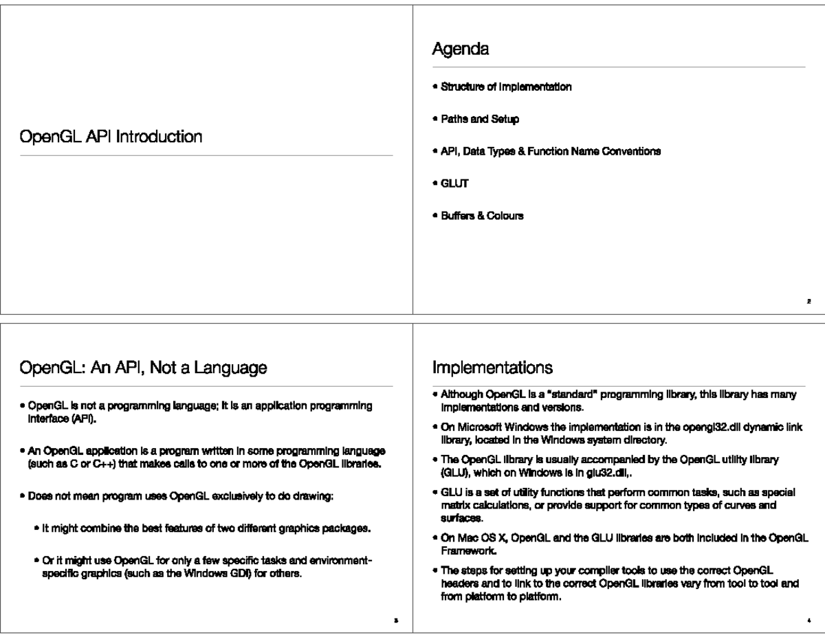 Unit-1 opengl nnw - Agenda Structure of Implementation Paths and Setup OpenGL API Introduction ...