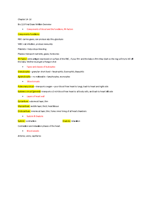 Written test notes chapters 17-19 - Written notes exam 2 chapters 17 ...