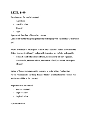 LEGL 4400 Unit 2 - lecture notes for all of test 3 - LEGL 4400 Unit 2 ...